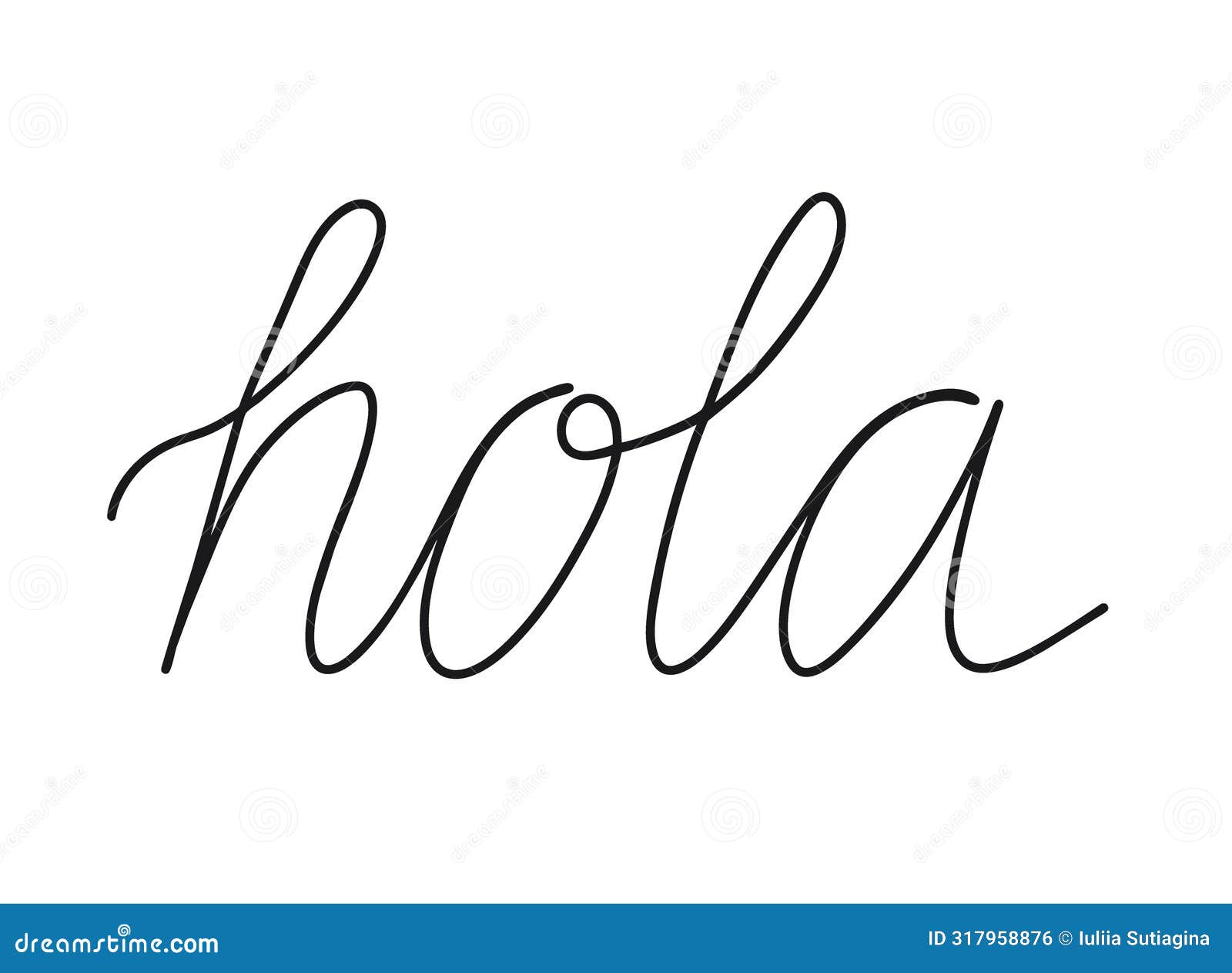 Hola Write Calligraphy Word, Continuous Line Drawing. Greeting, Hello ...