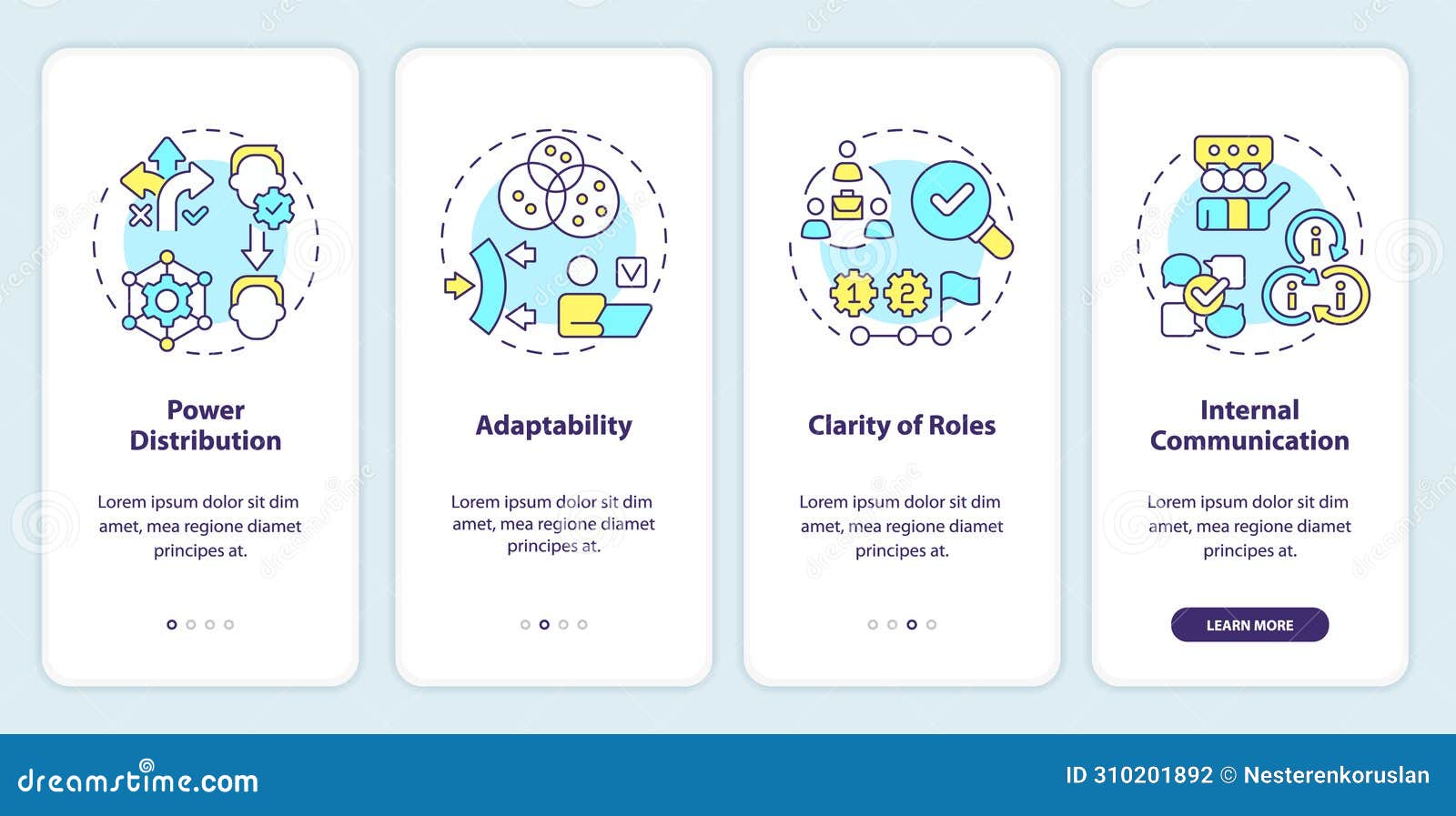 Holacracy Benefits Onboarding Mobile App Screen Stock Vector ...