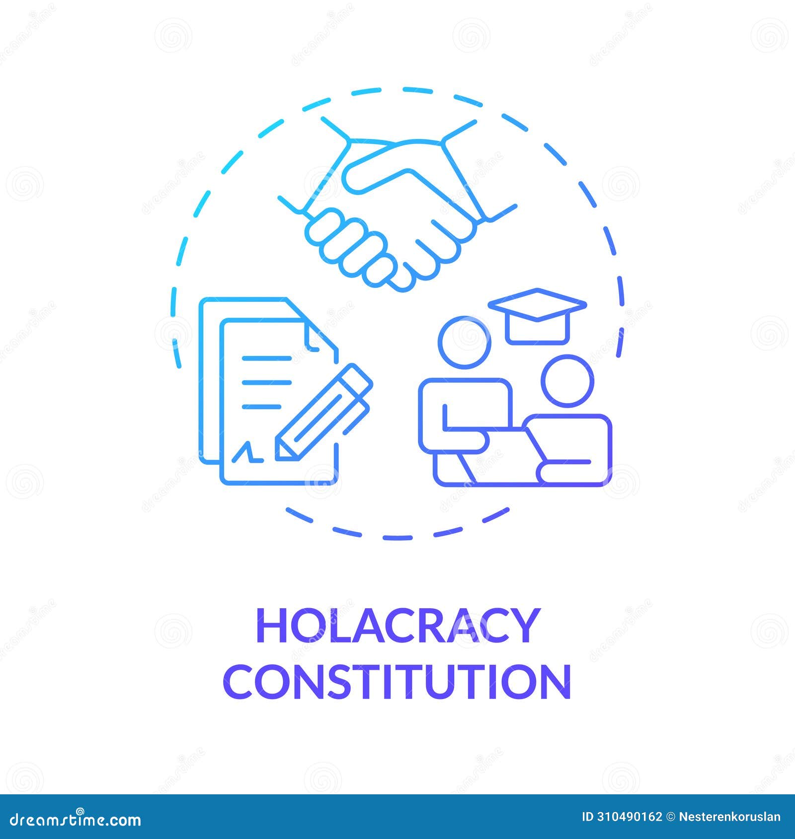 Holacracy Structure Blue Gradient Concept Icons Vector Illustration ...