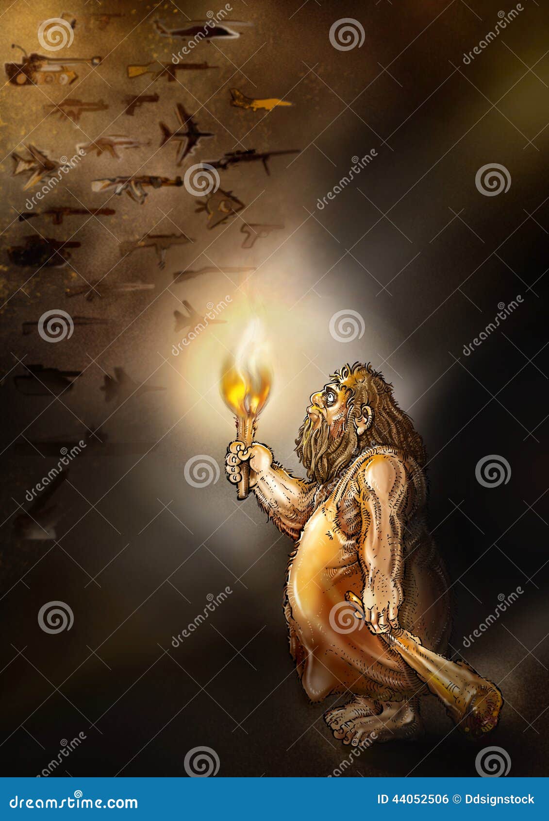 Holbewoner stock illustratie. Illustration of schilderij - 44052506