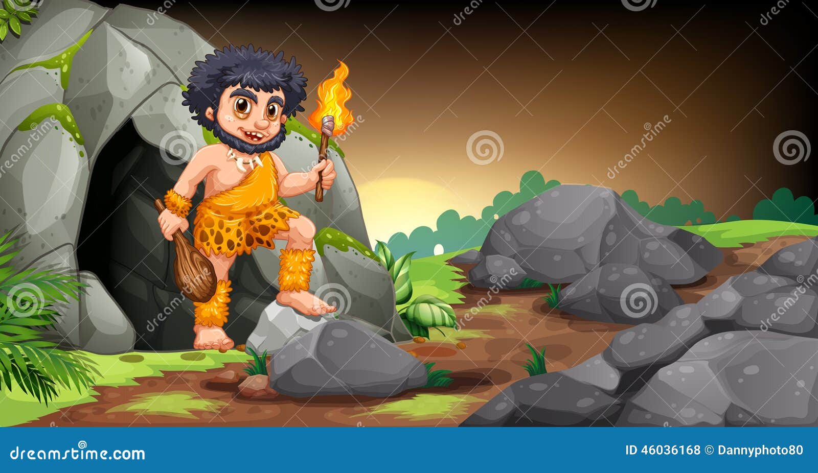 Holbewoner vector illustratie. Illustration of stijl - 46036168