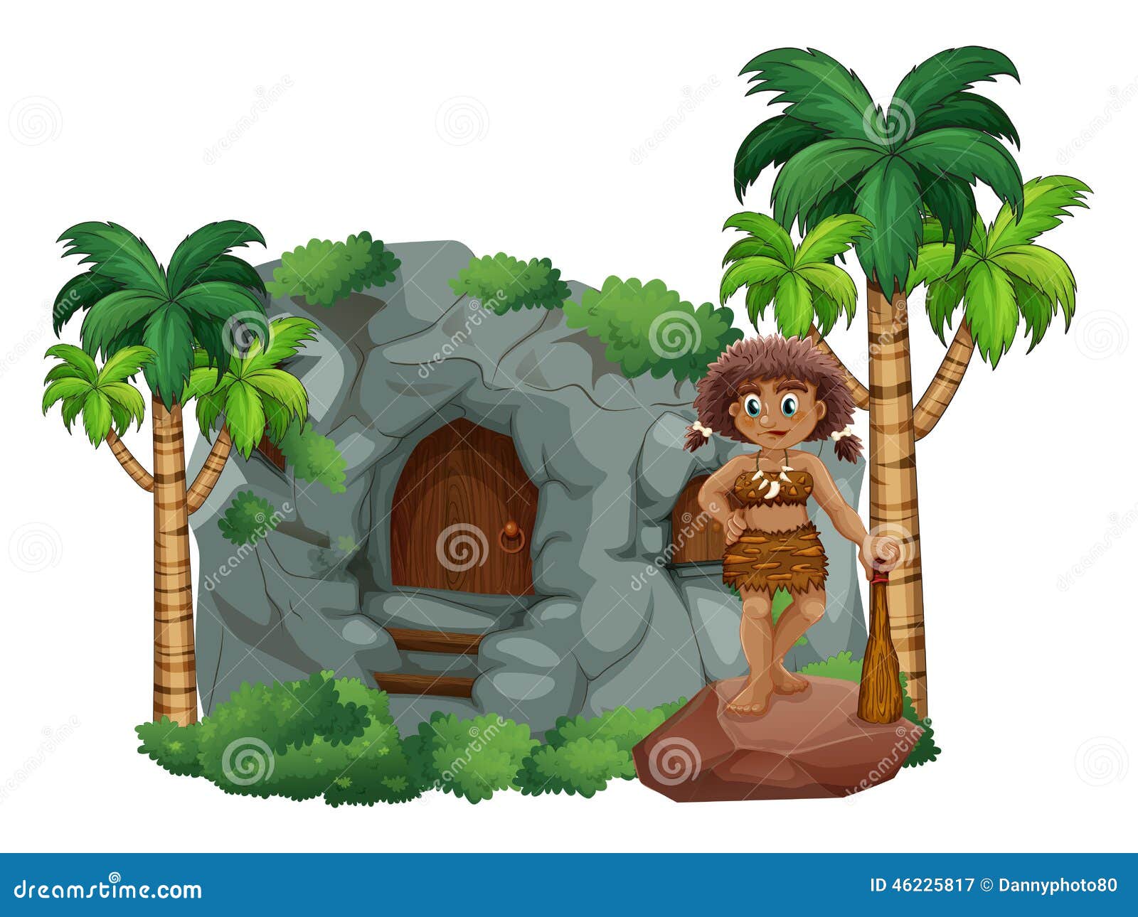 Holbewoner en hol vector illustratie. Illustration of buiten - 46225817