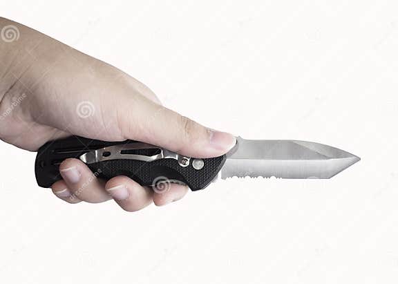 Hold the Fold Knife in Left Hand Stock Image - Image of defend, dinner ...