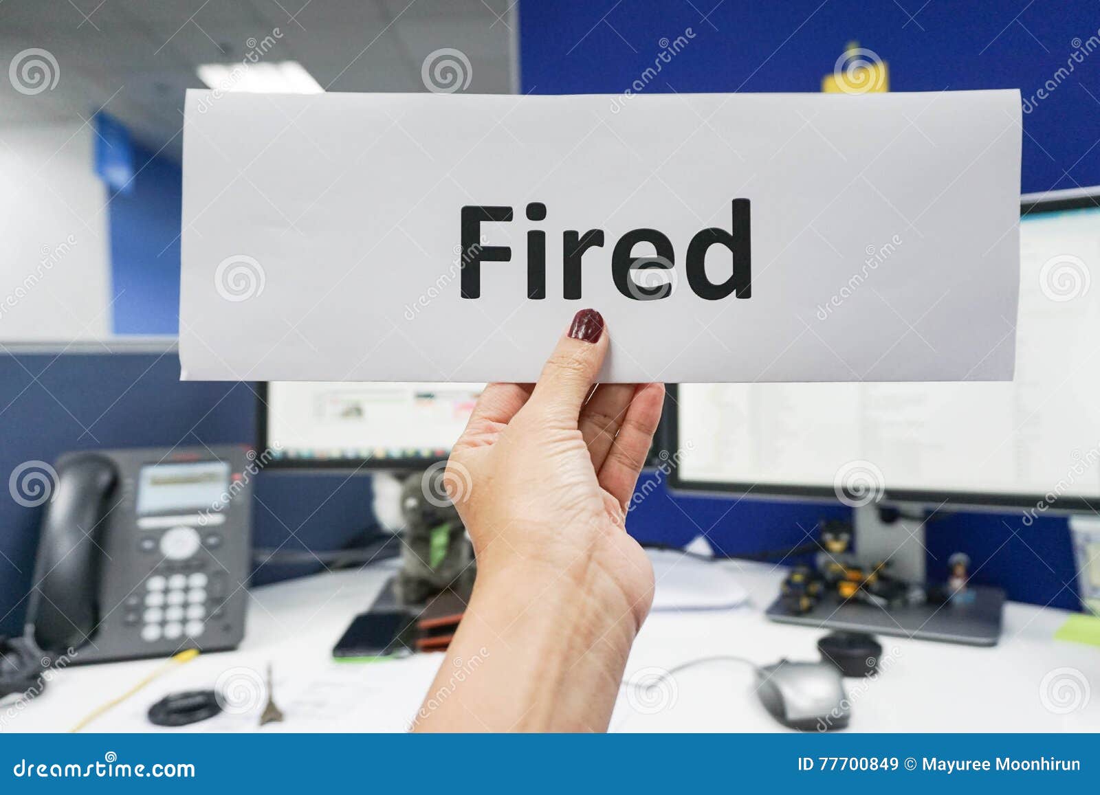Hold getting fired paper stock image. Image of icon, concept - 77700849