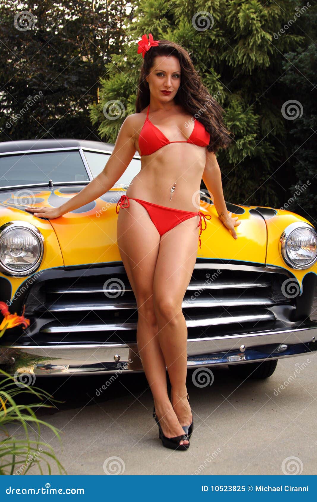 Hold That Hot Rod Stock Image Image Of Vintage Girl 10523825