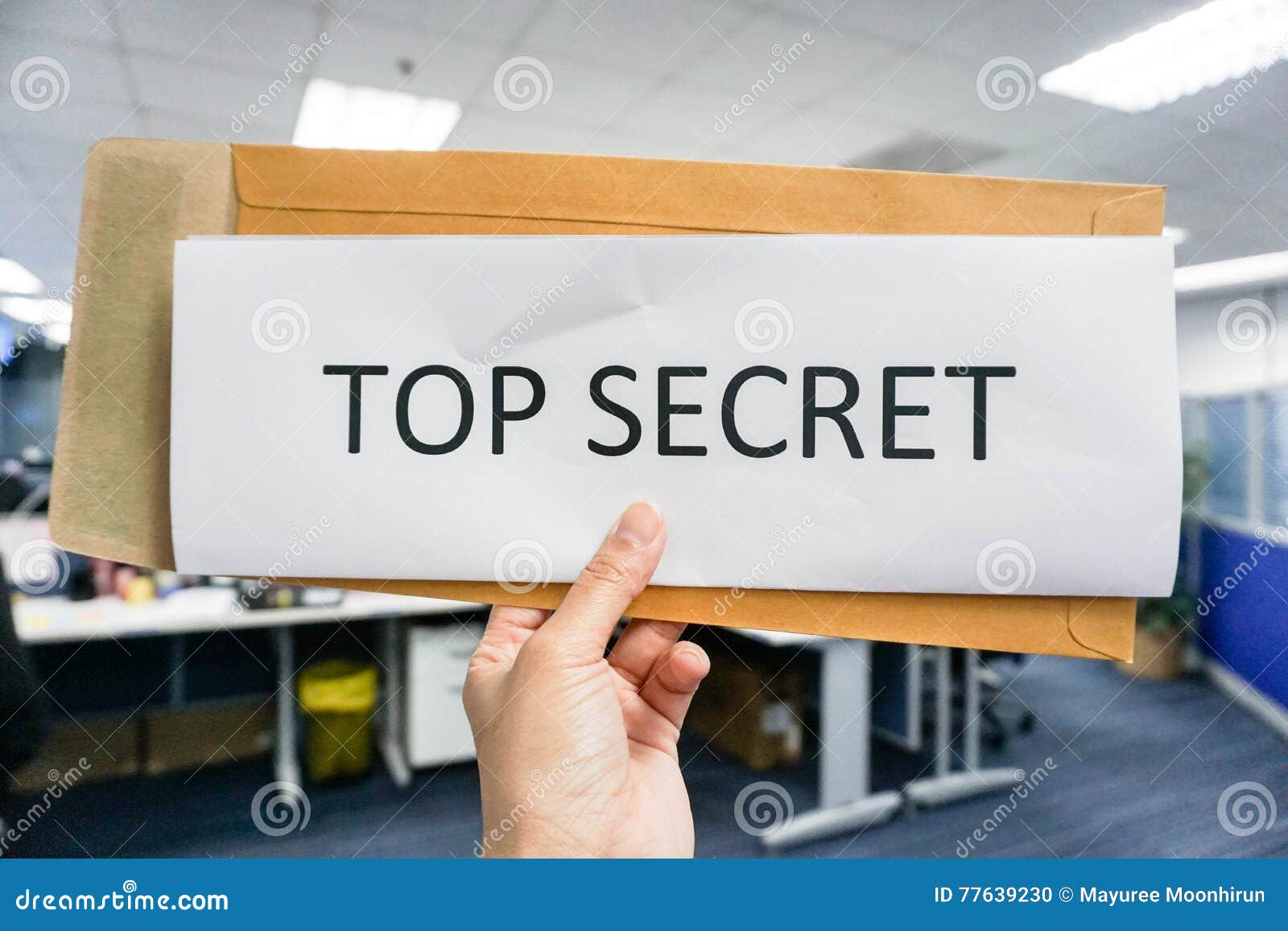 Hold a paper of top secret stock photo. Image of girl - 77639230