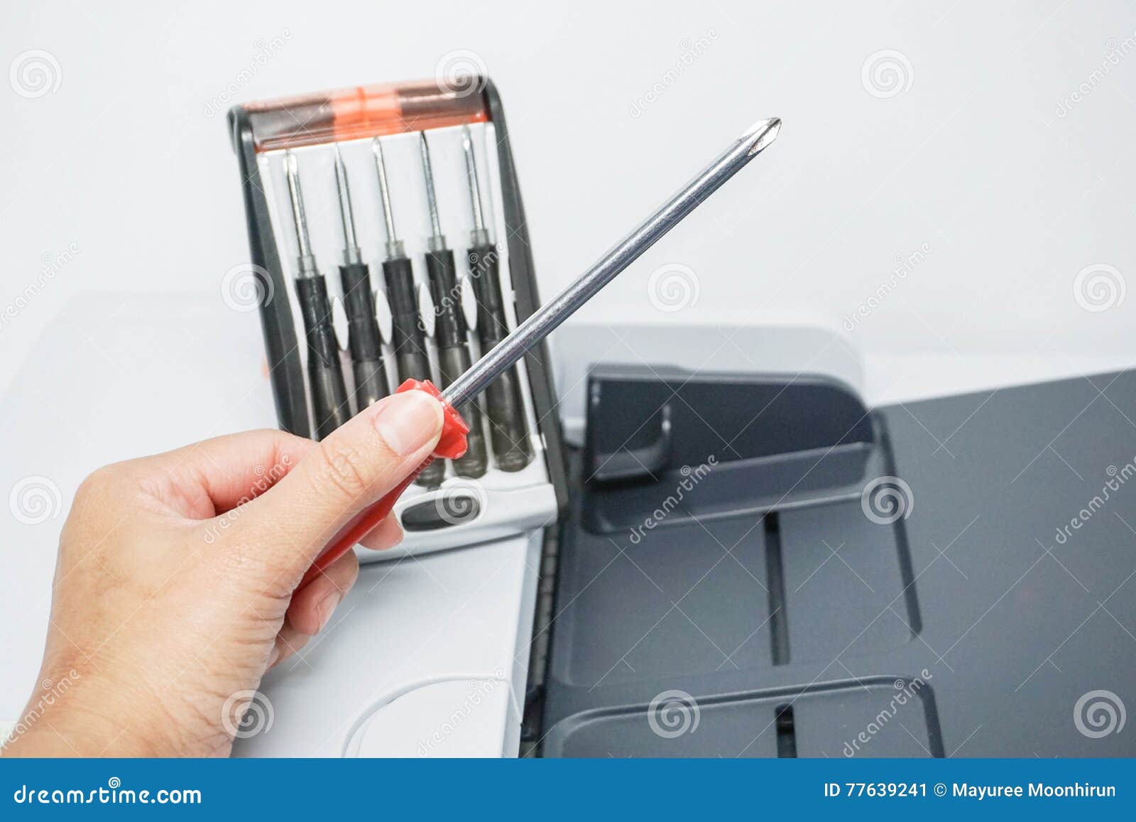 Hold Screwdriver Red Handle Printer Repair Stock Photos - Free ...