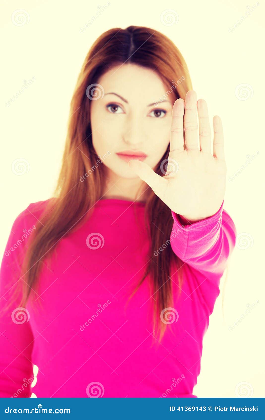Hold on, Stop Gesture Showed by Woman Stock Image - Image of hand ...