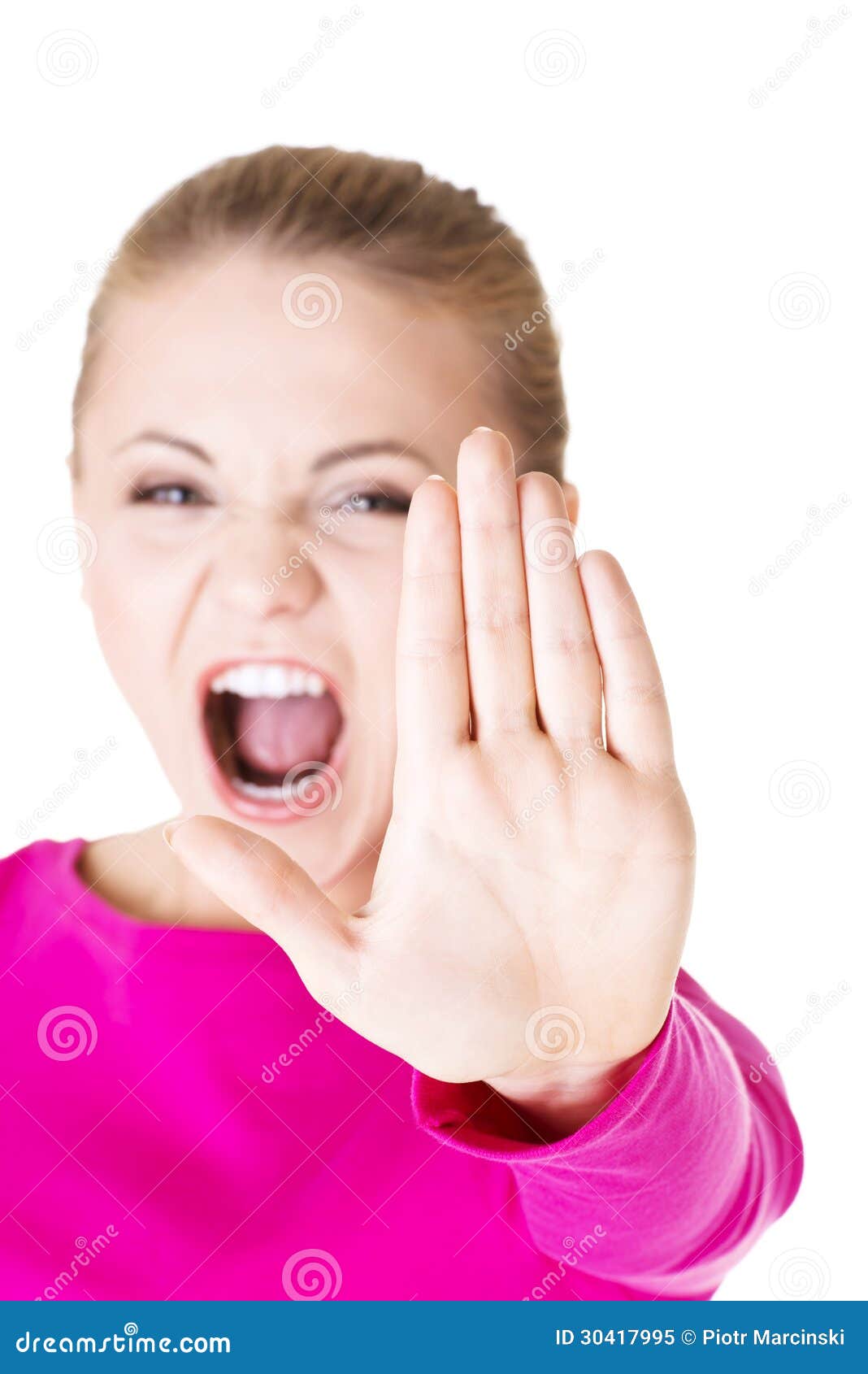 Hold on, Stop gesture stock image. Image of fingers, portrait - 30417995
