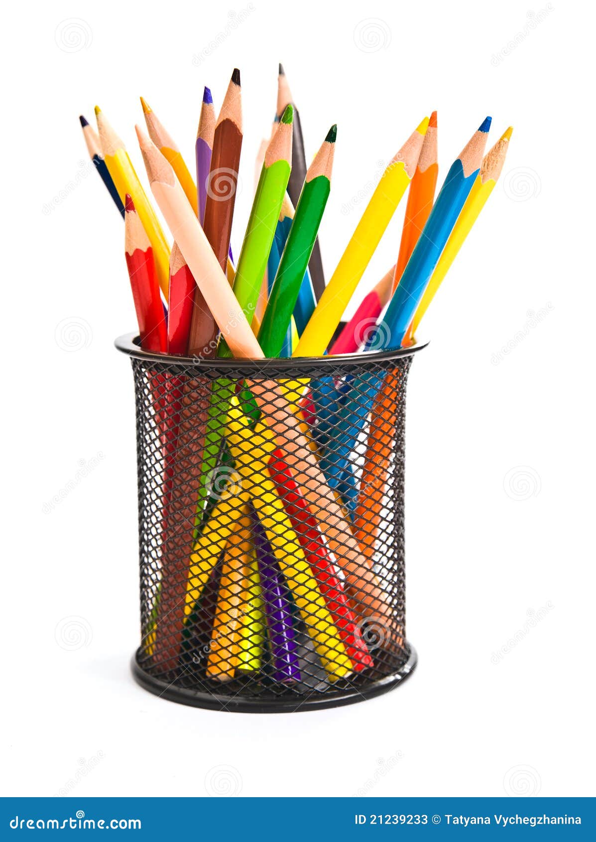 Holder Basket Full of Colorful Pencils Stock Image - Image of give ...