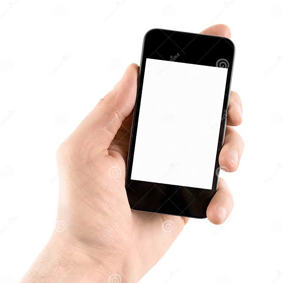 Holding Apple Iphone in Hand Isolated Stock Image - Image of blank ...