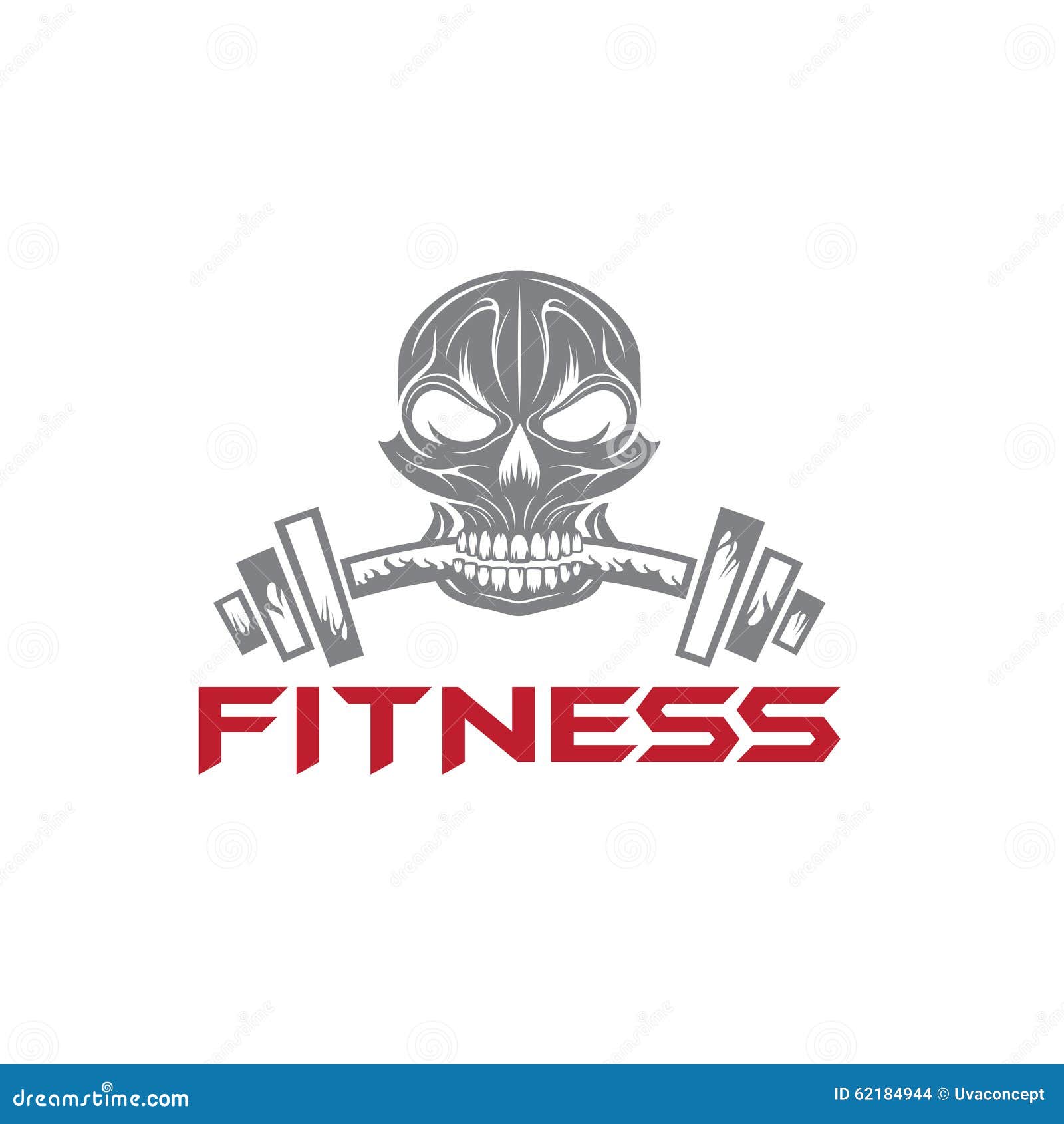 Skull With Barbell In Teeth. Design Element For Gym Logo, Label, Emblem ...