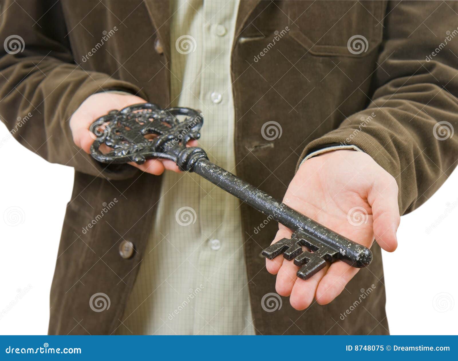 Holding the big key stock image. Image of background, human - 8748075