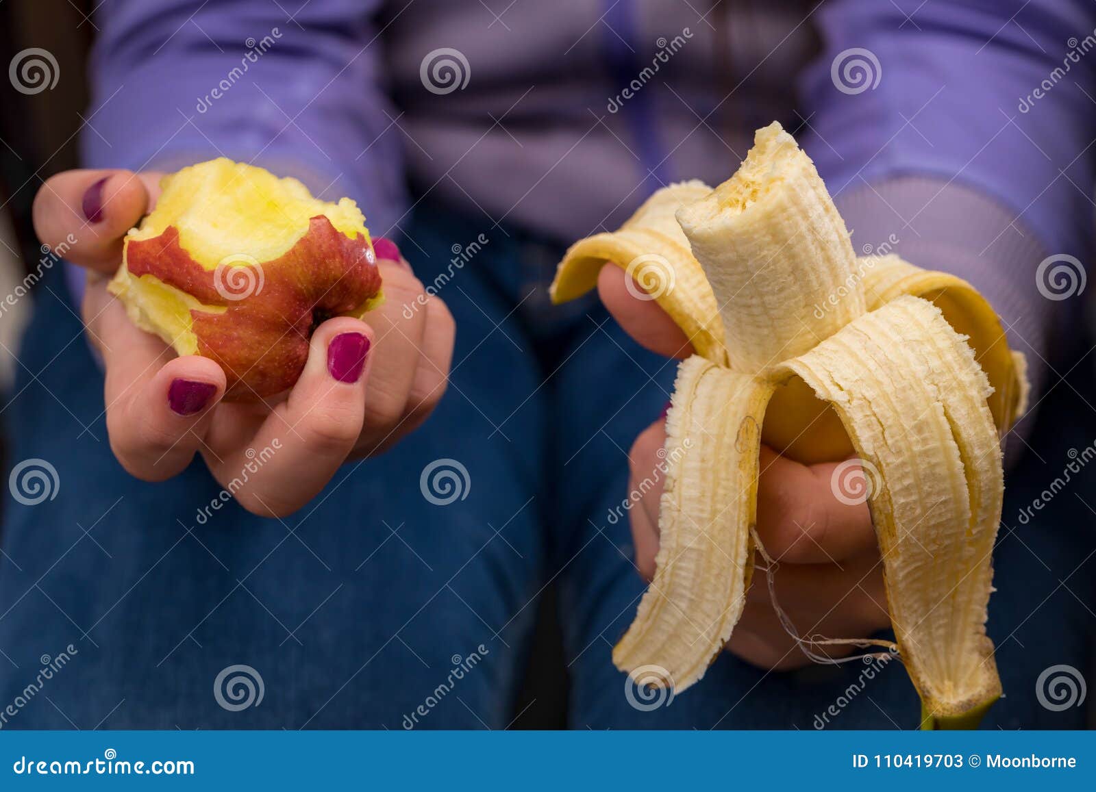 Holding Bitten Fruit stock image. Image of desert, dieting - 110419703