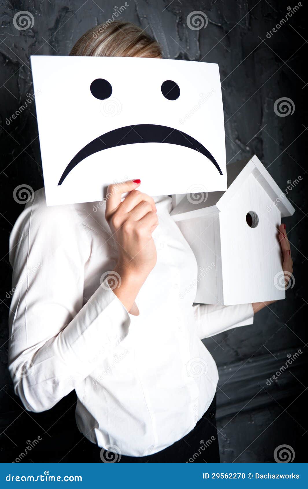 Holding a Blank Paper with Sad Face Stock Photo - Image of ideas ...