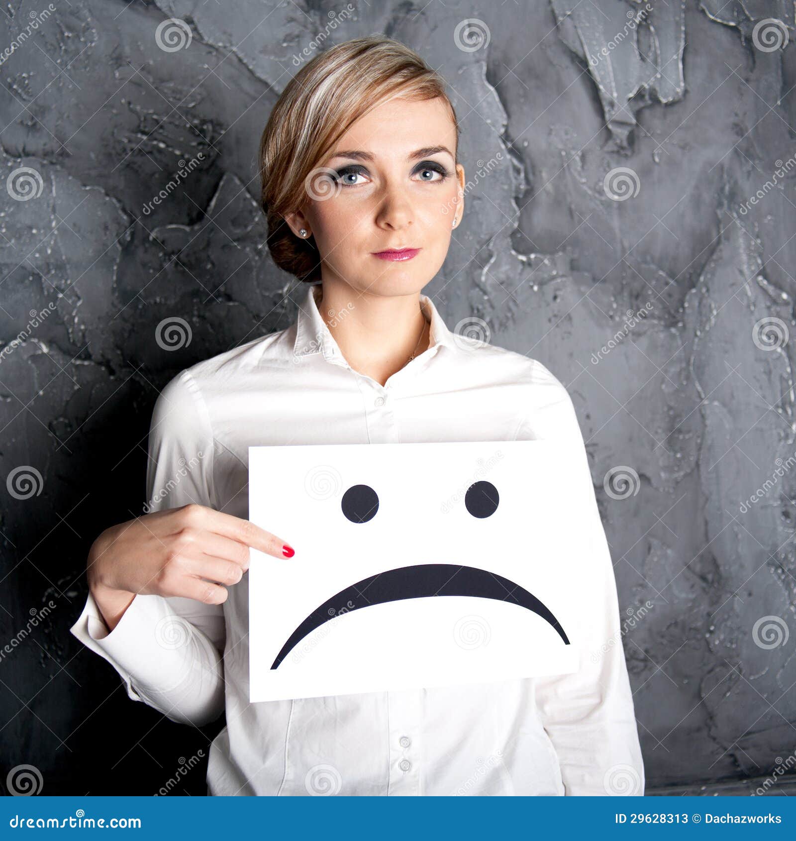 Holding a Blank Paper with Sad Face Stock Image - Image of people ...