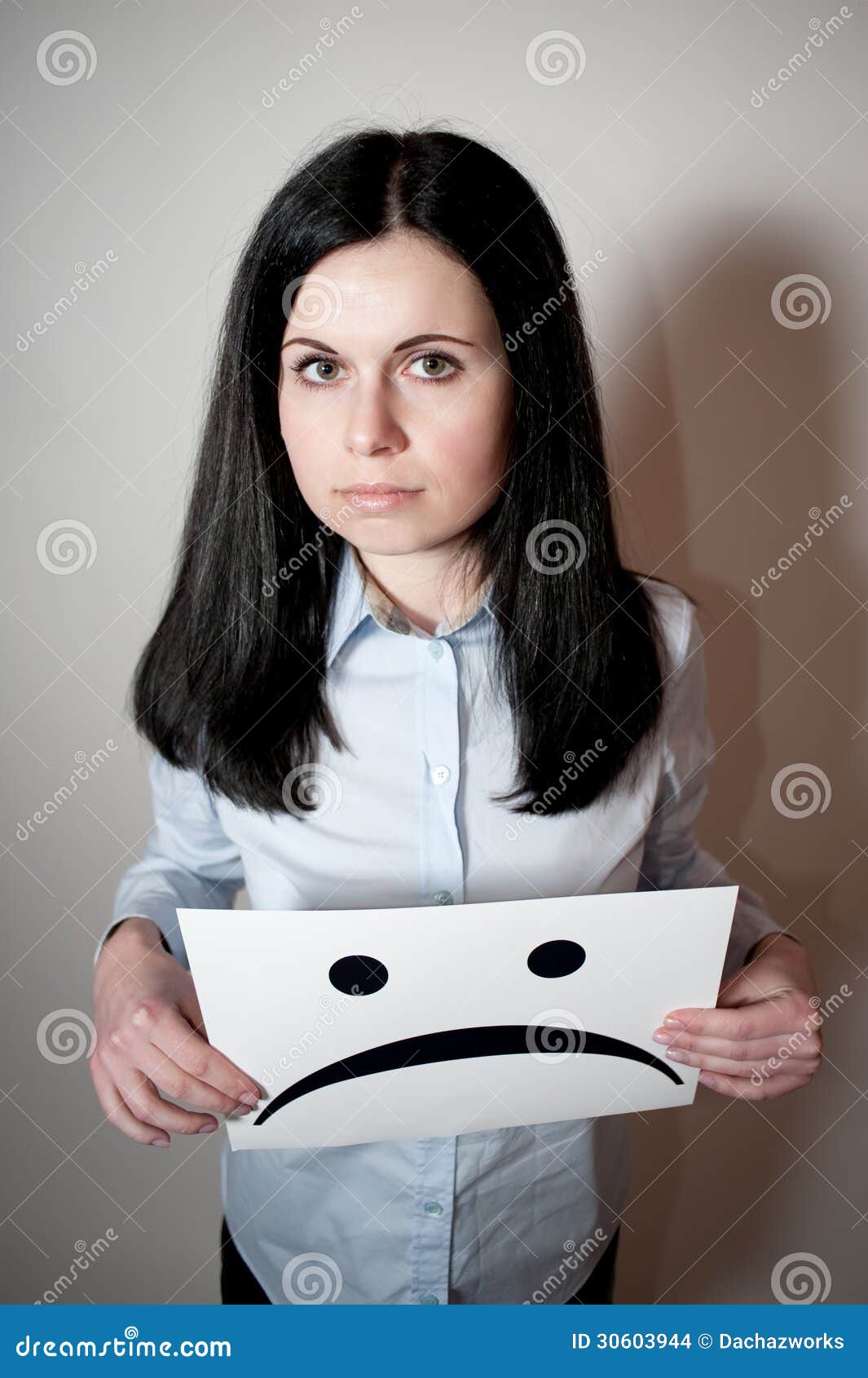 Holding a Blank Paper with Sad Face Stock Photo - Image of sadness ...