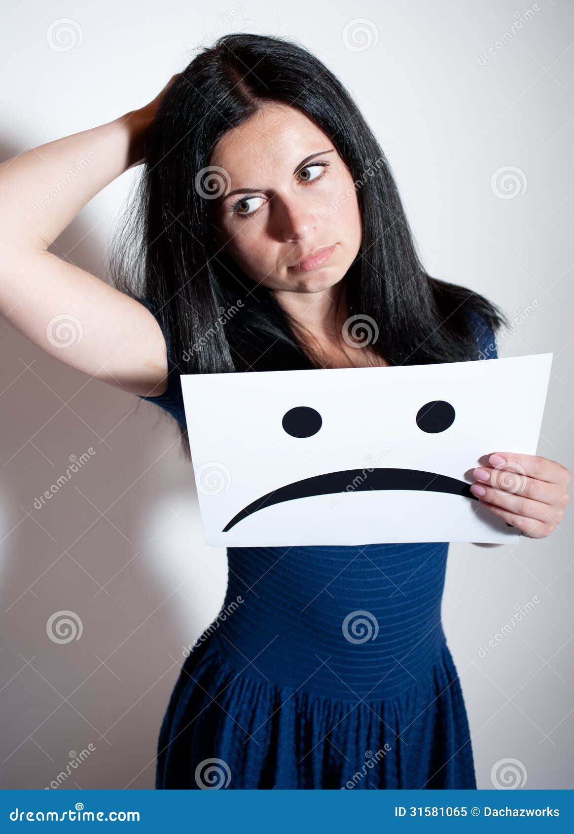 Holding a Blank Paper with Sad Face Stock Image - Image of woman ...