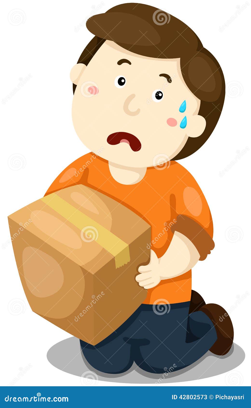 Holding box with nervous stock vector. Illustration of concern - 42802573