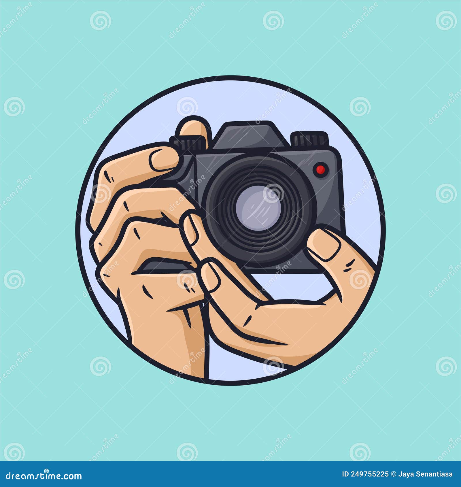 Holding the Camera with Two Hands Illustration Cartoon Vector Stock ...