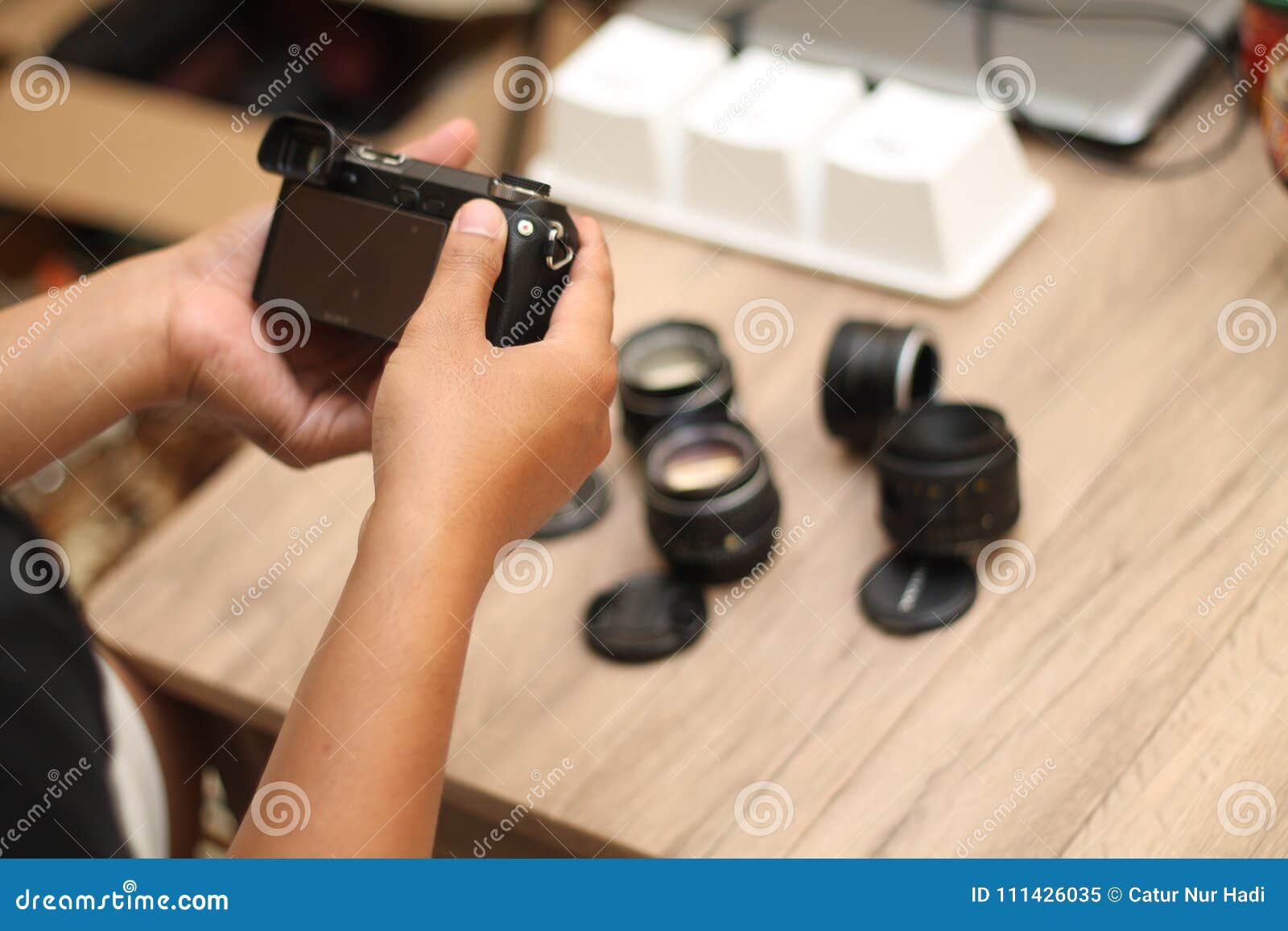 Holding the Camera, Version 9 Stock Image - Image of modern, adult ...