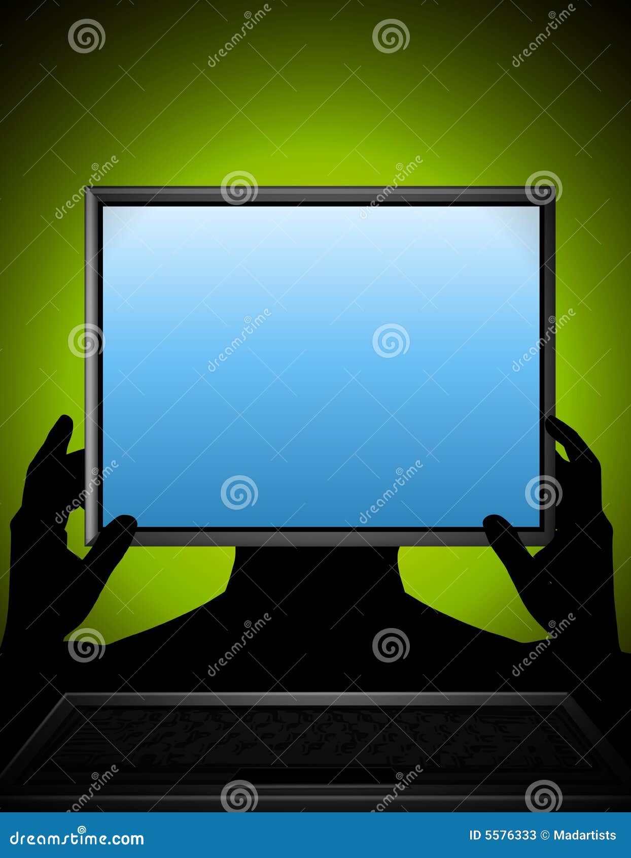 Holding Computer Screen stock illustration. Illustration of abstract ...