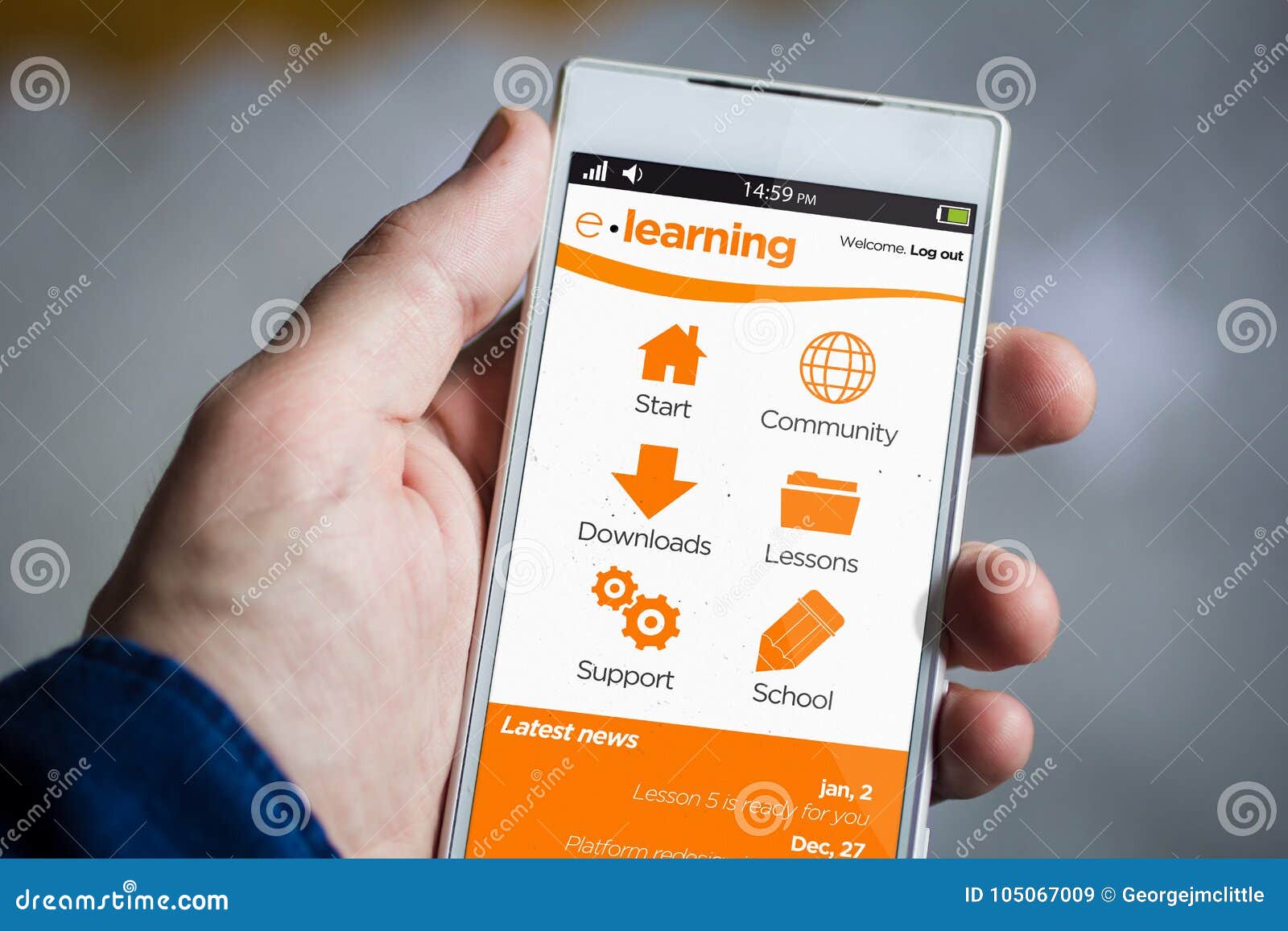 Holding E-learning Smartphone Stock Image - Image of education ...