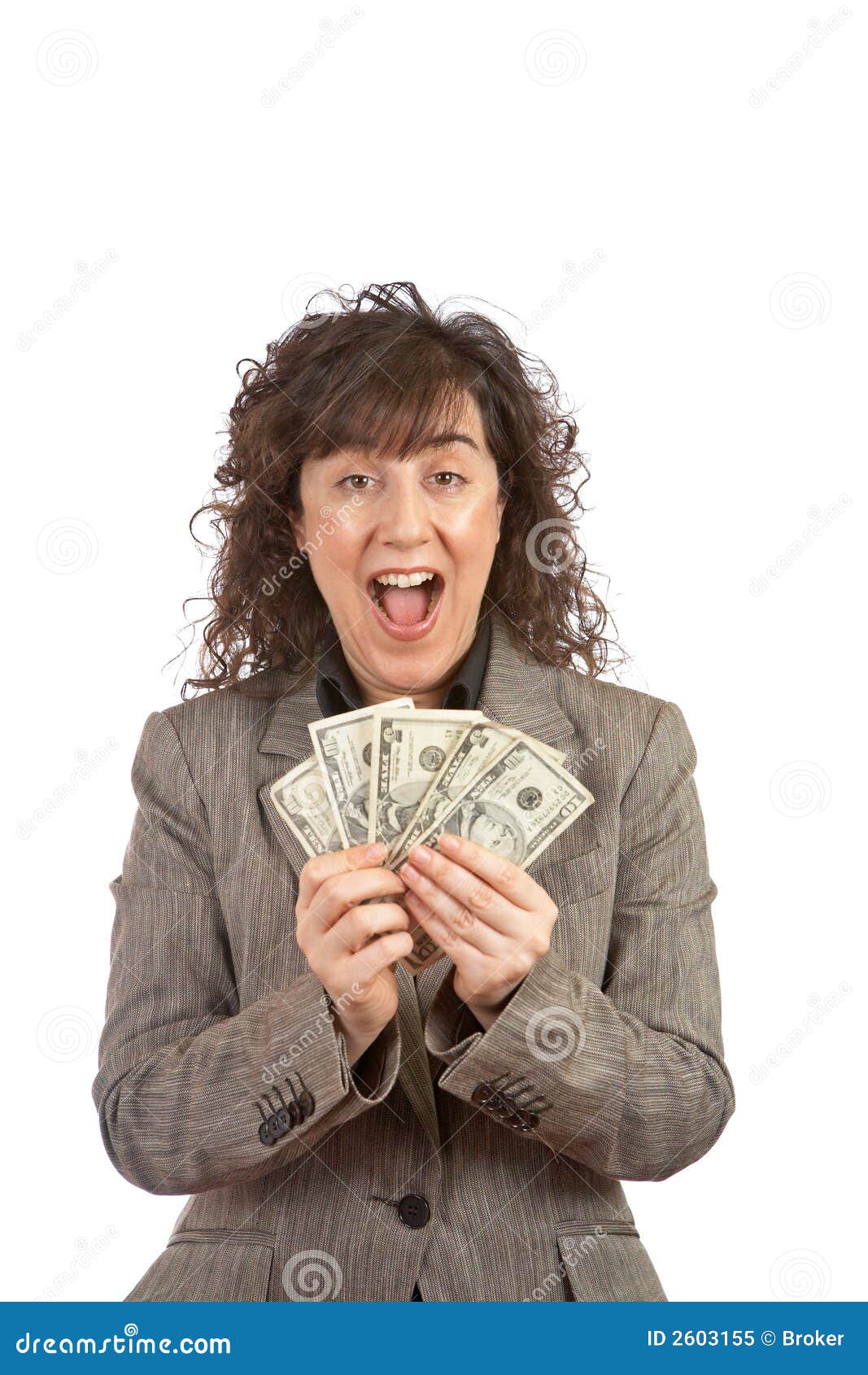 Holding a fan of money stock image. Image of gesture, female - 2603155