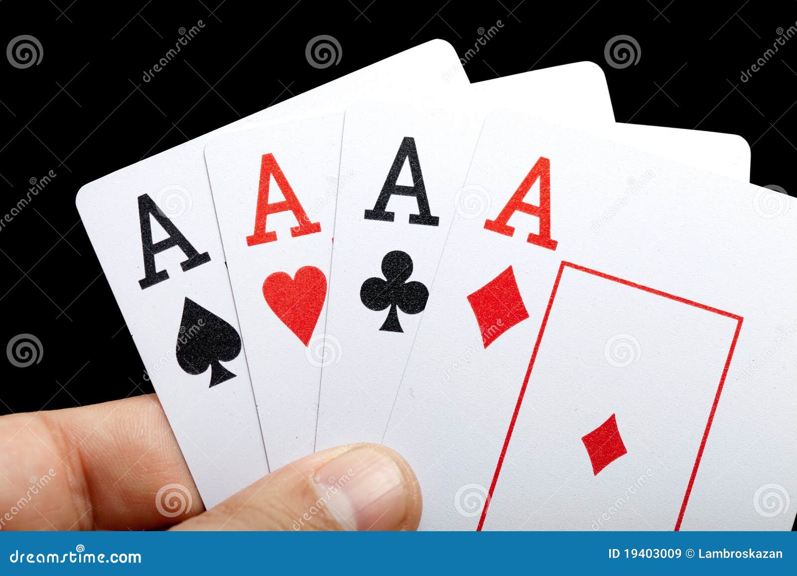 Holding four ases, gabling stock image. Image of full - 19403009