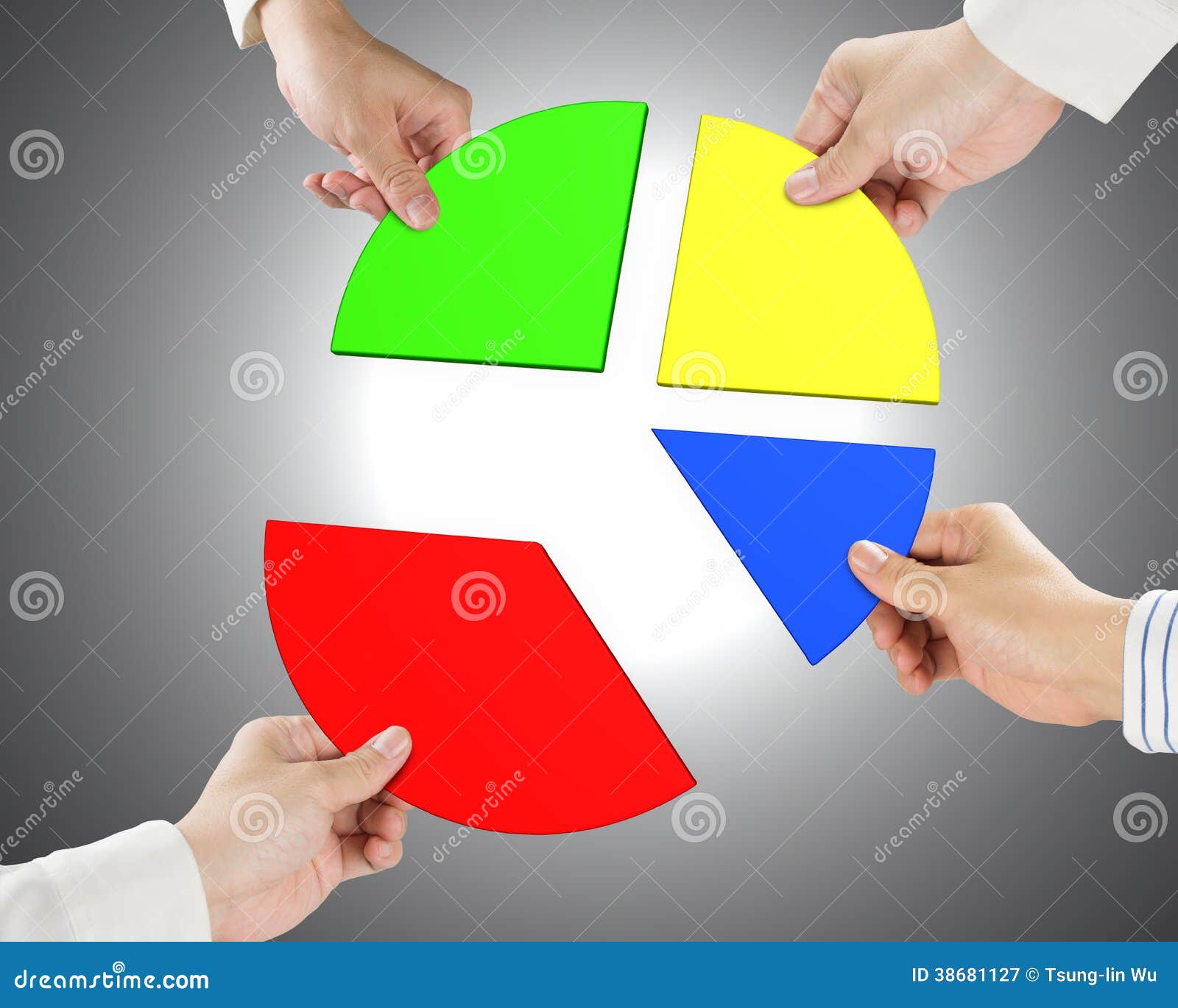 Holding Four Pie Chart Pieces Stock Image - Image of percentage ...