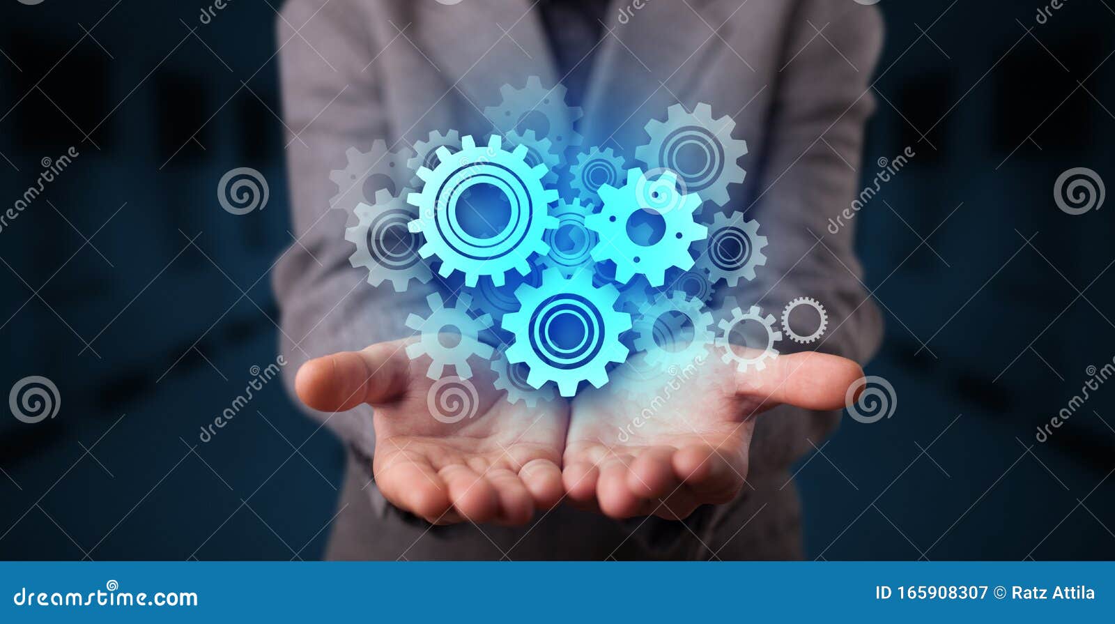 Holding gears in his hand stock image. Image of holding - 165908307