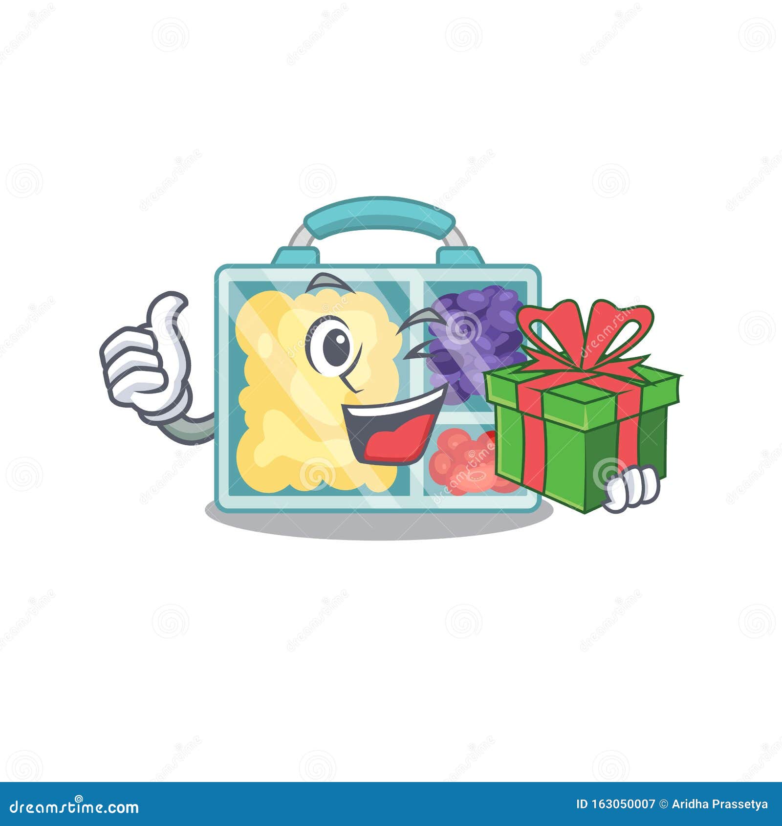 Holding Gift Smiling Lunch Box Character Shape Isolated Stock Vector ...