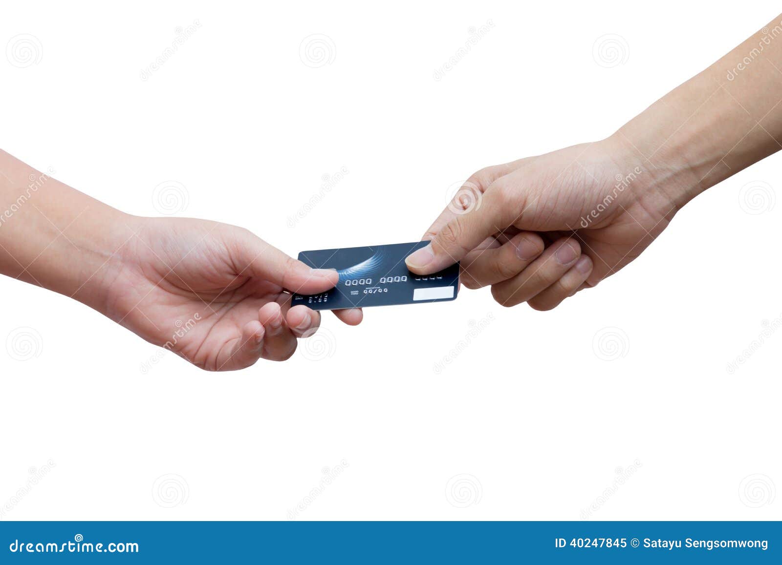 Holding and Giving Credit Card Over White Background Stock Image ...