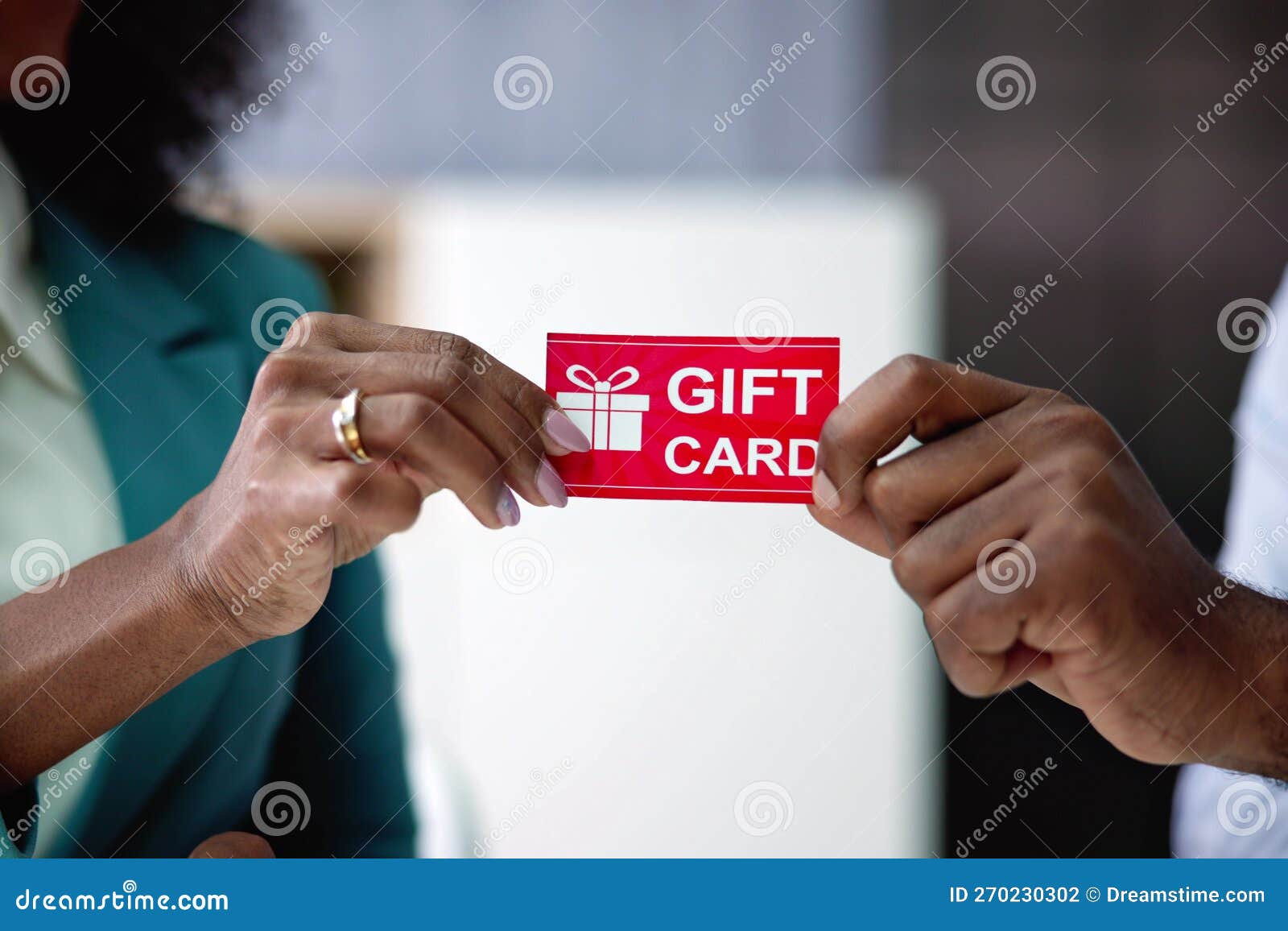 Holding Giving Gift Card Voucher Stock Photo - Image of plastic ...