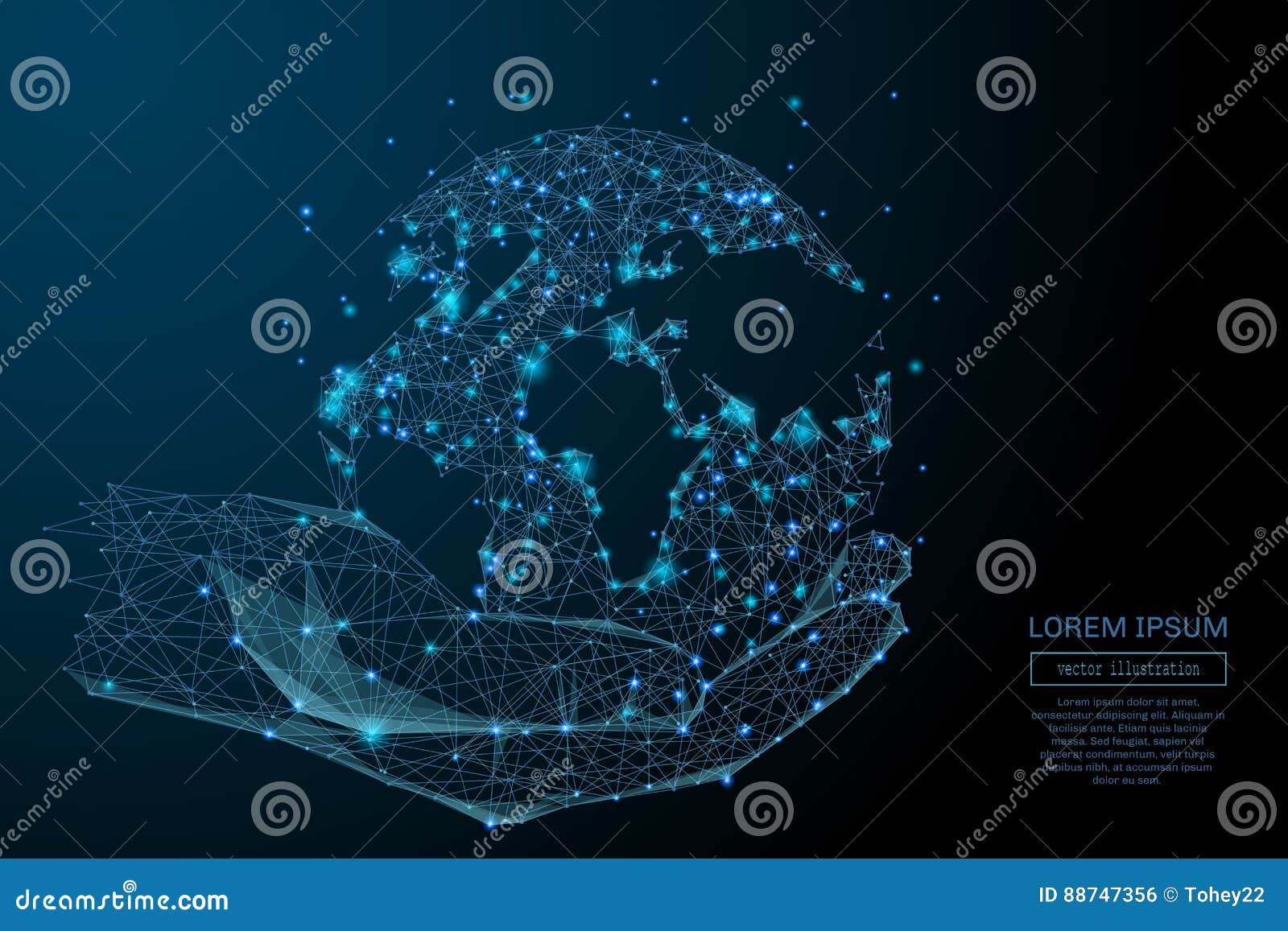 Holding Global in Hands Blue Stock Vector - Illustration of line, ocean ...