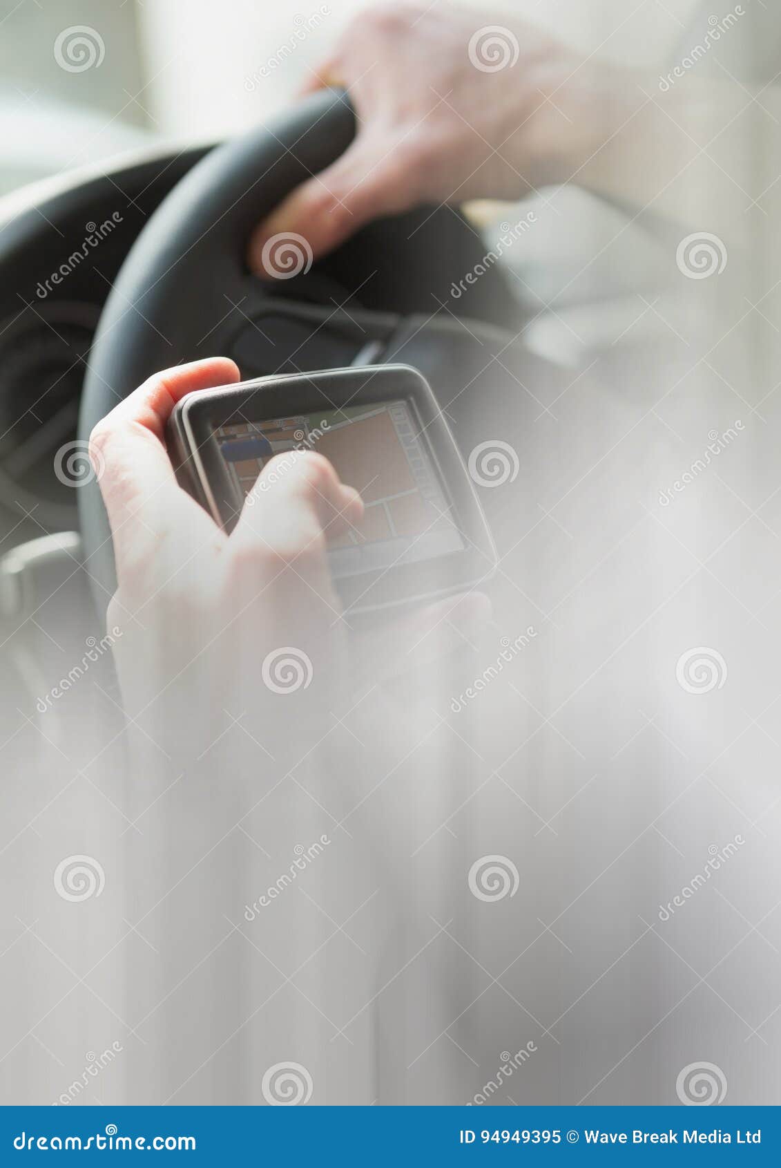 Holding GPS in Car with Transition Effect Stock Image - Image of ...