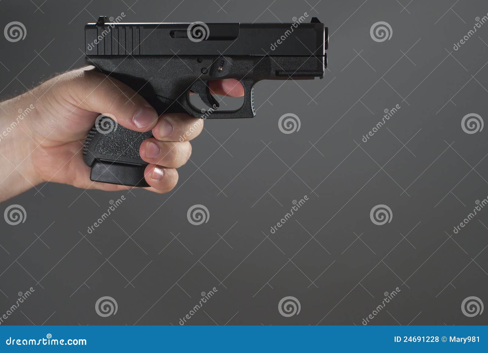Holding Gun Gray Background Stock Photo - Image of crime, defense: 24691228