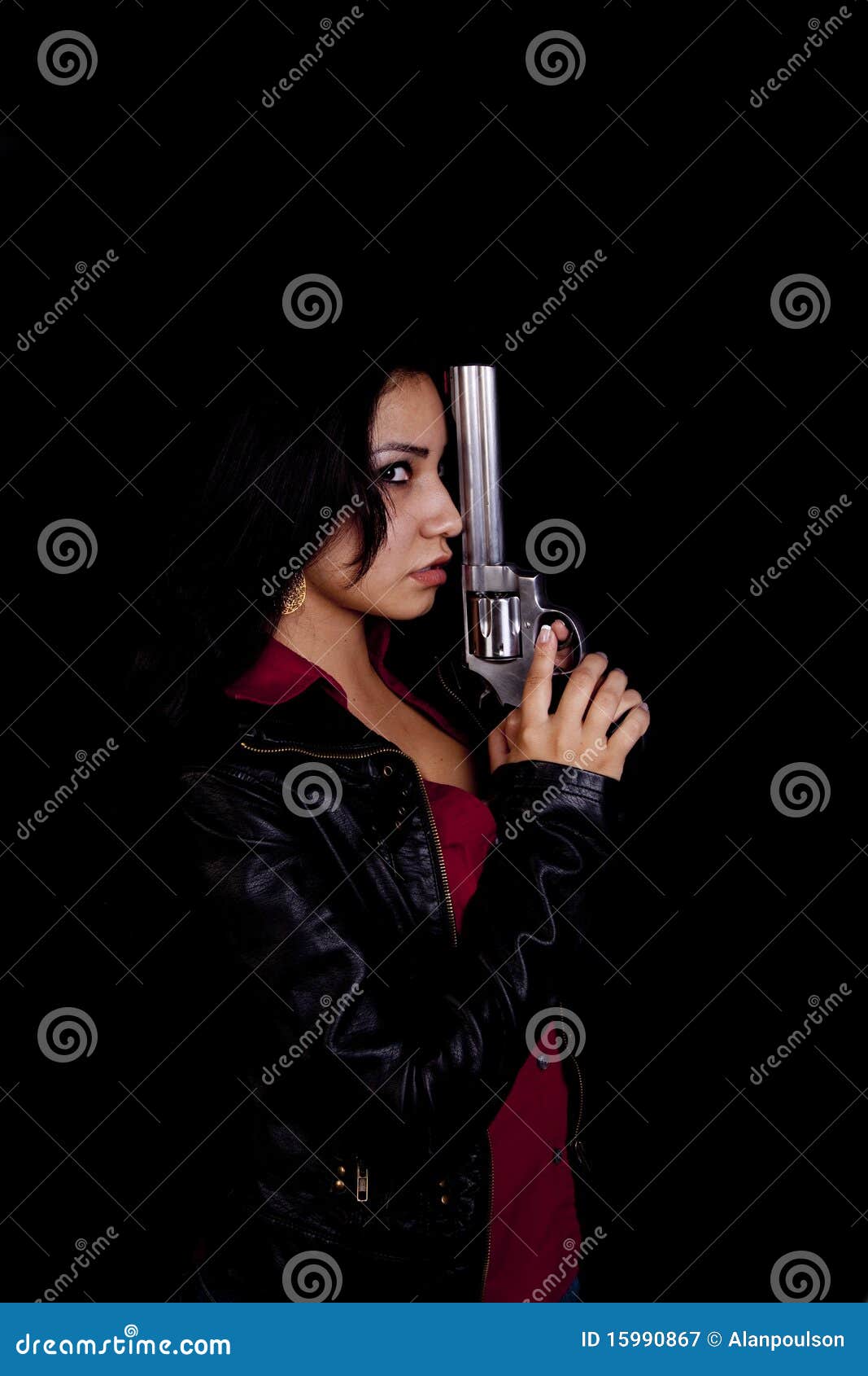 Holding gun pointing up stock image. Image of looking - 15990867