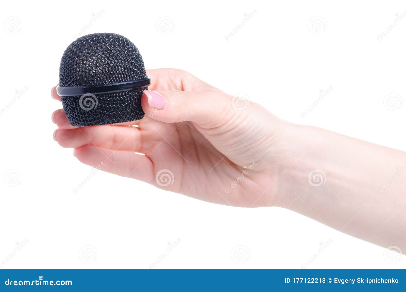 Holding Hand Microphone Head Stock Photo - Image of communicate ...