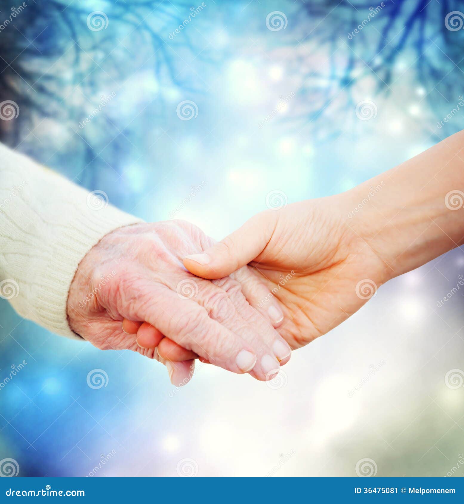 Holding Hands with Elderly Woman Stock Image - Image of assist, female ...