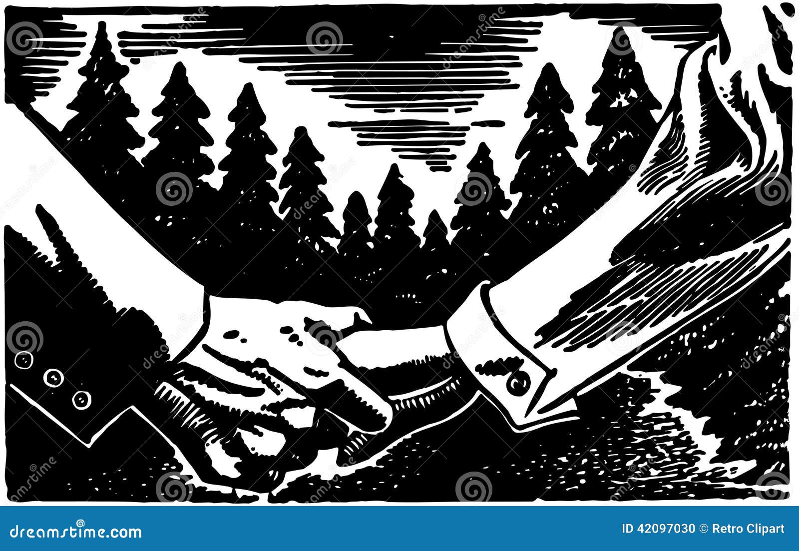 Holding Hands in Forest stock vector. Illustration of hills - 42097030