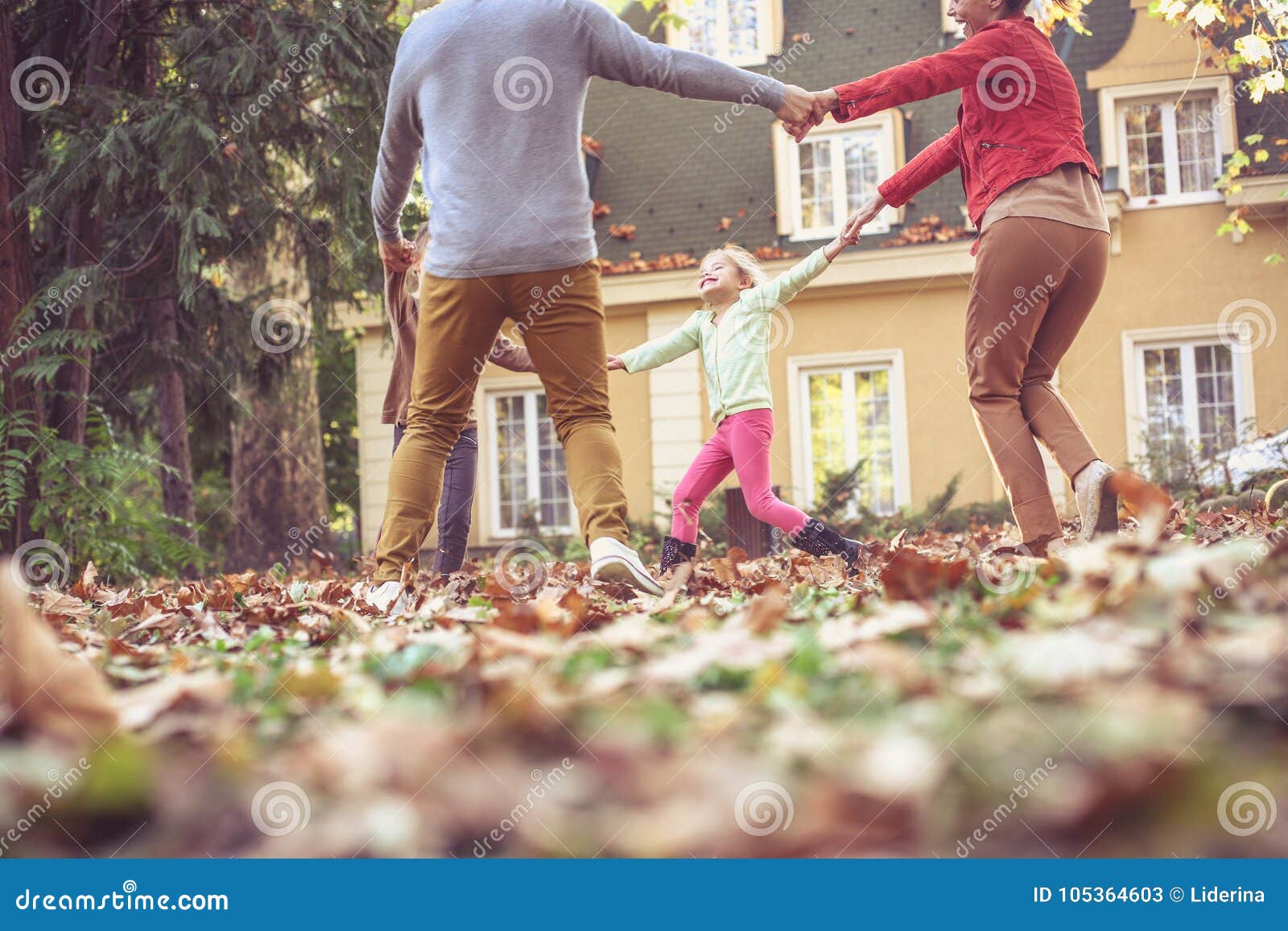 Holding Hands and Spinning Around , Have Fun Family. Stock Image ...