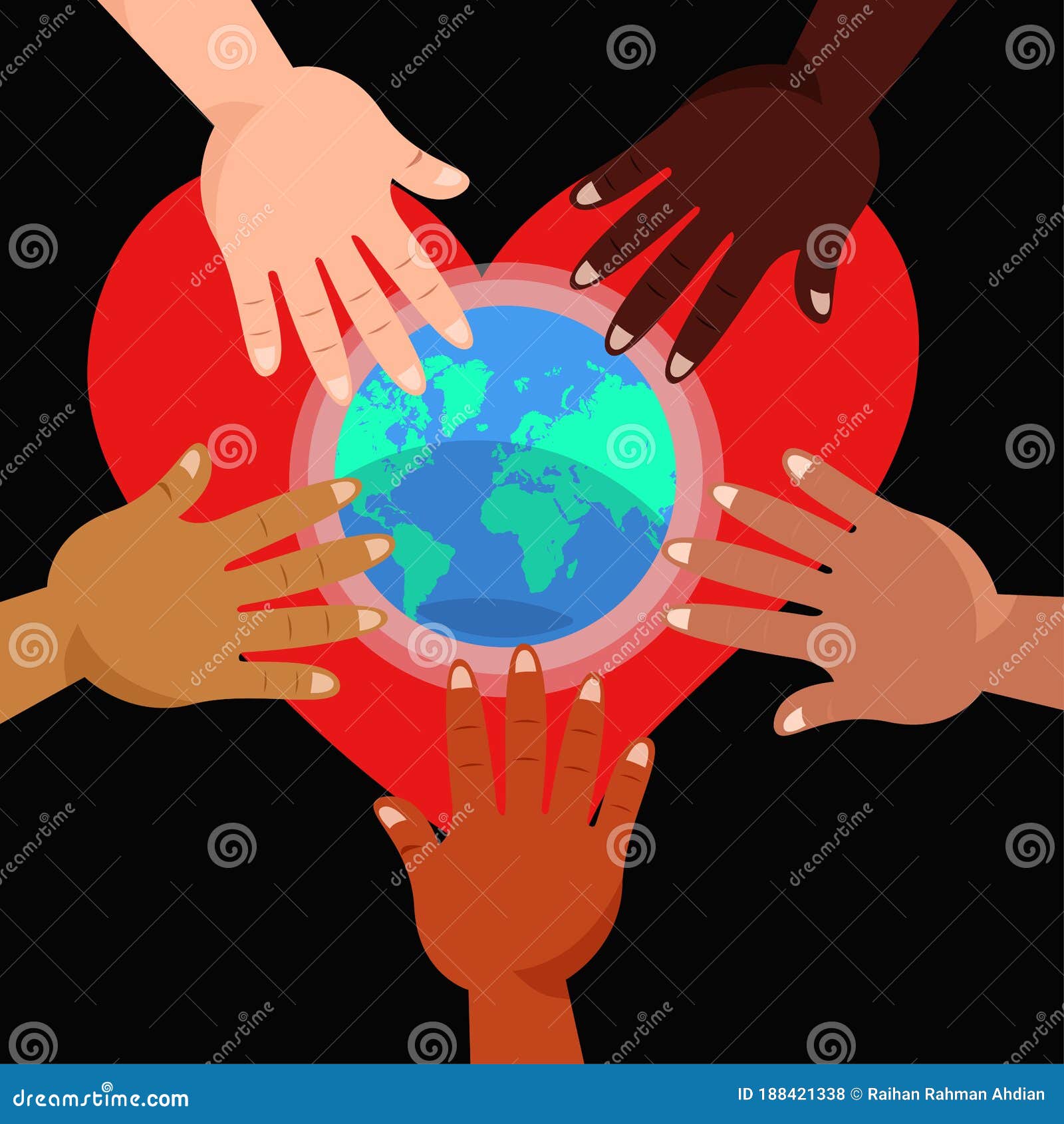Holding Hands Together, Love Together, Holding the World Stock Vector ...