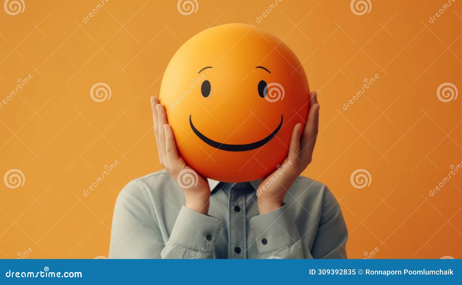 Holding a Head with a Happy Smiling Face in the Hands Stock ...