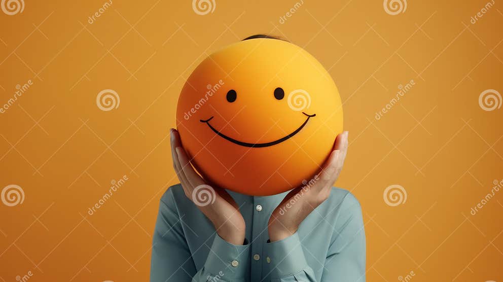 Holding a Head with a Happy Smiling Face in the Hands Stock ...