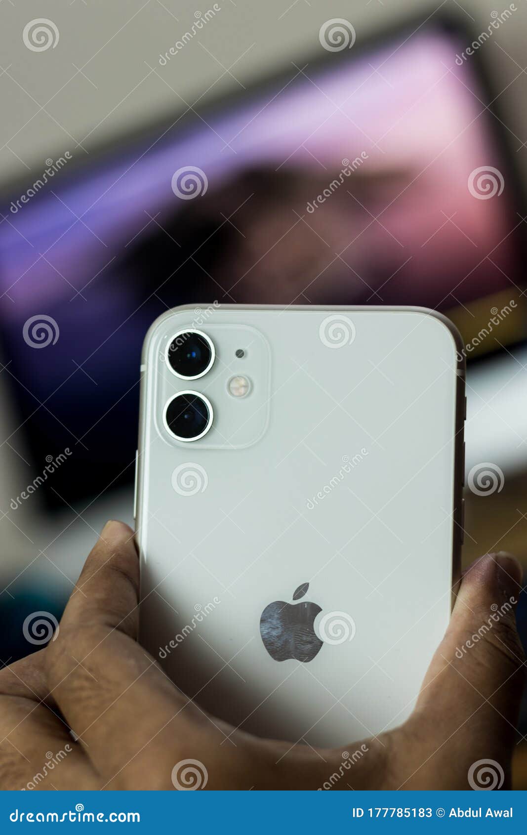 Holding IPhone 11 White Color Version Back Editorial Stock Photo ...