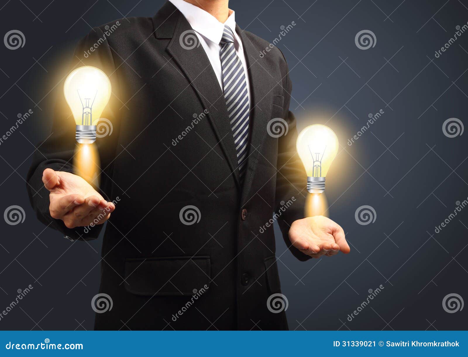 Holding Light Bulb Power of Thinking Stock Illustration - Illustration ...