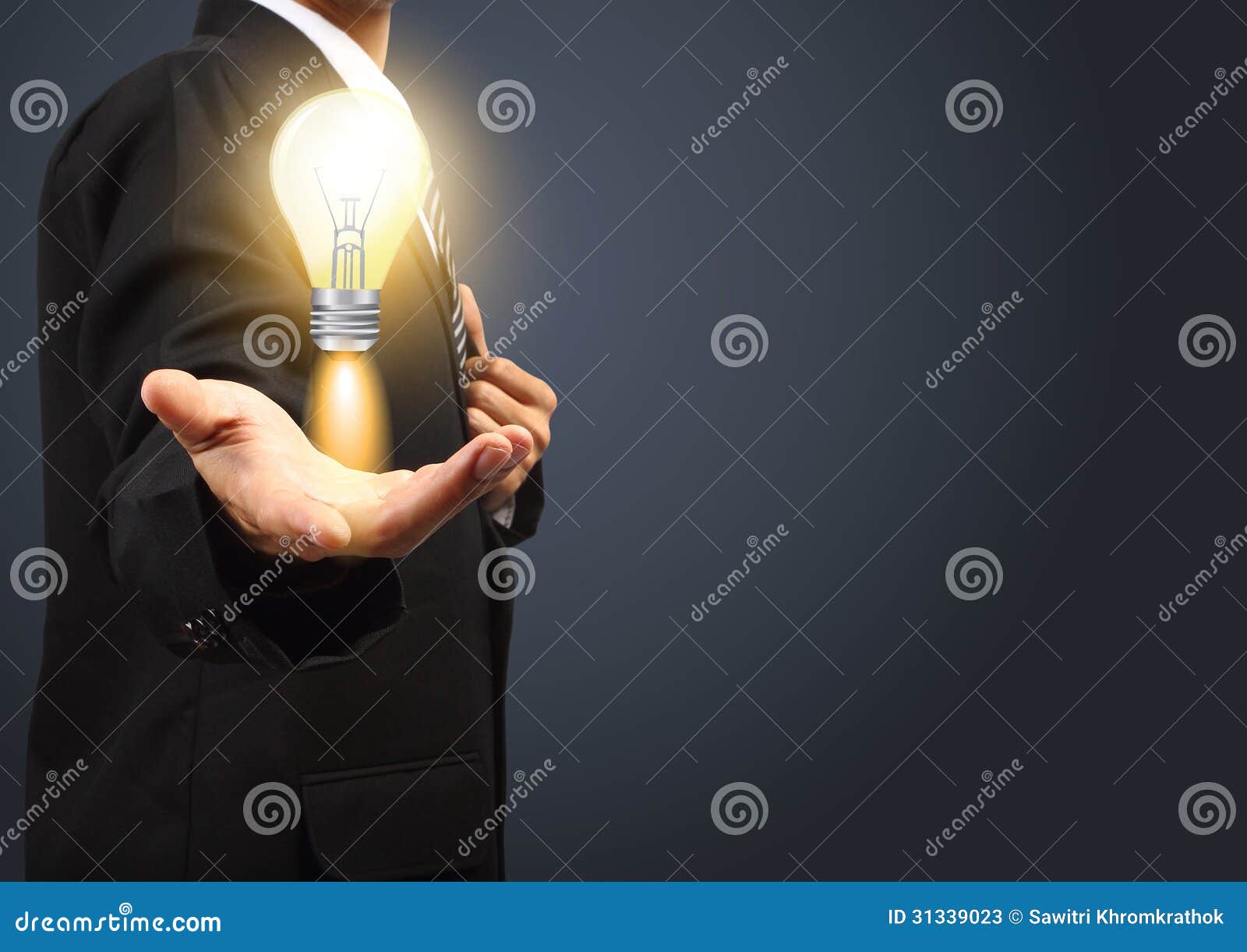 Holding Light Bulb Power of Thinking Stock Illustration - Illustration ...