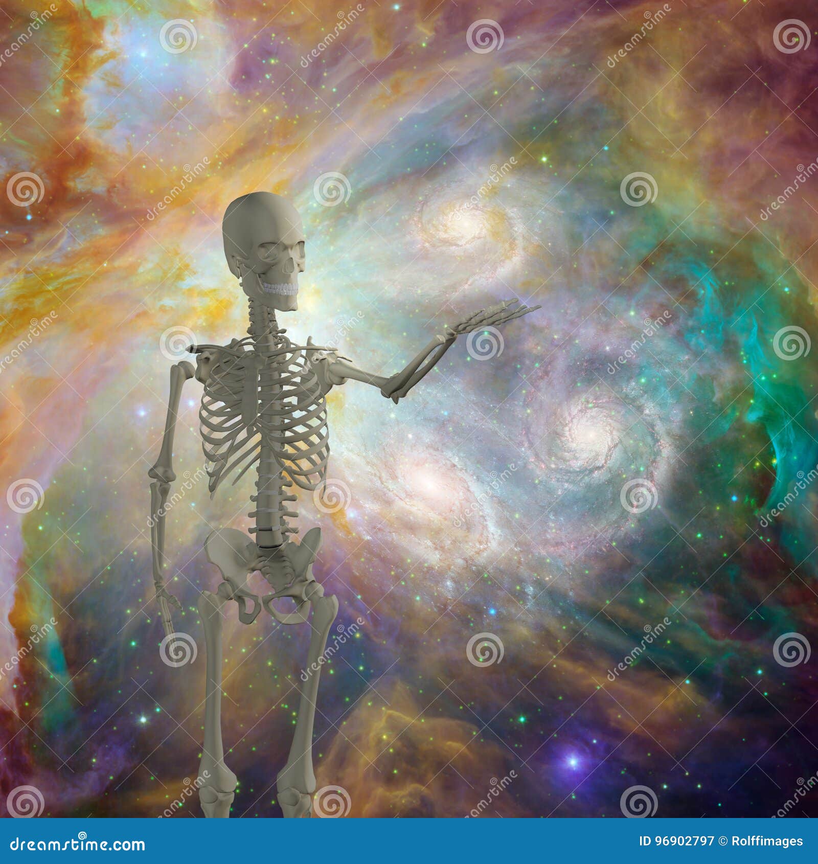 Skeleton Holds Floating Eye In Space Royalty-Free Stock Photography ...