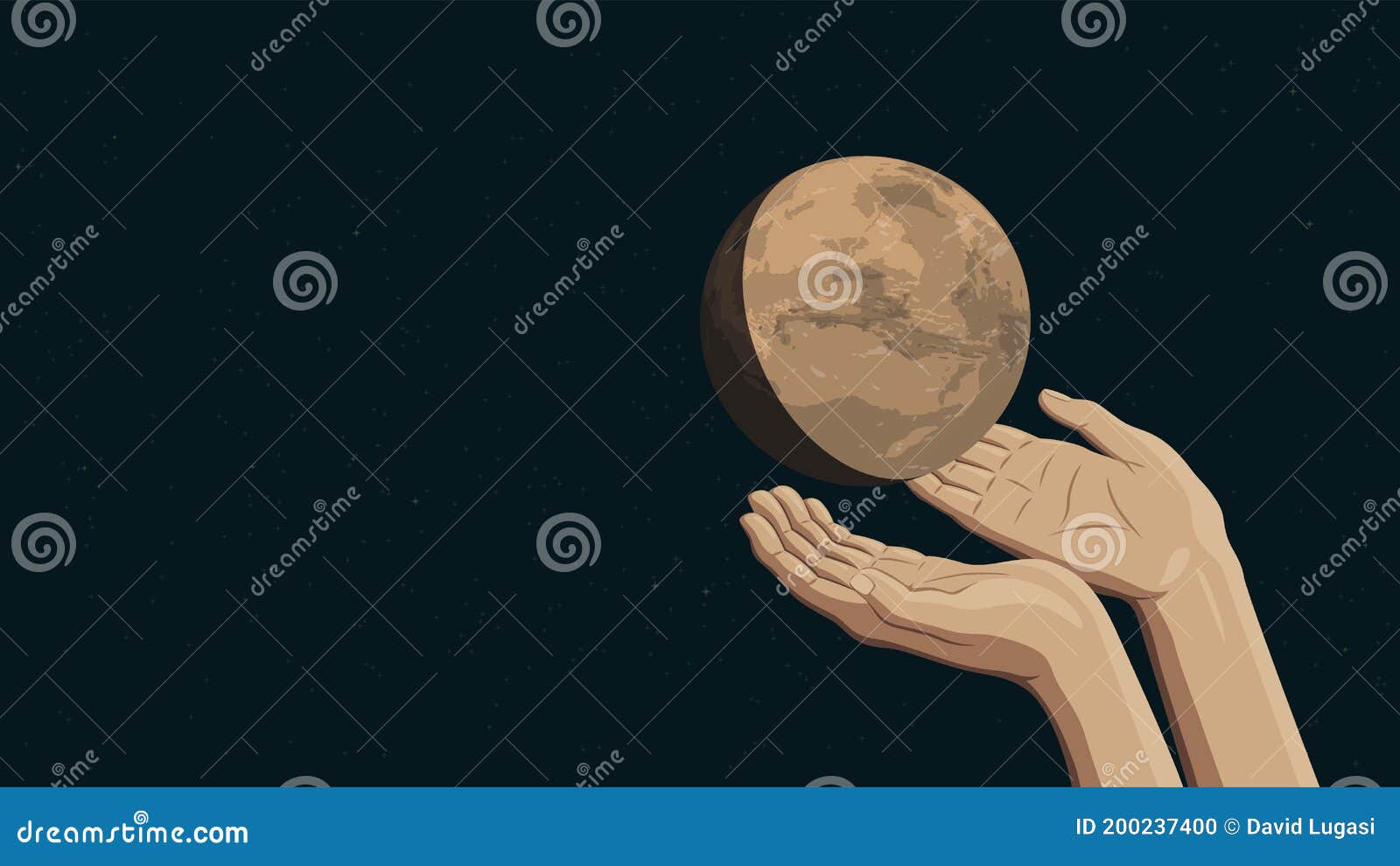 Two hands holding Mars stock vector. Illustration of geography - 200237400
